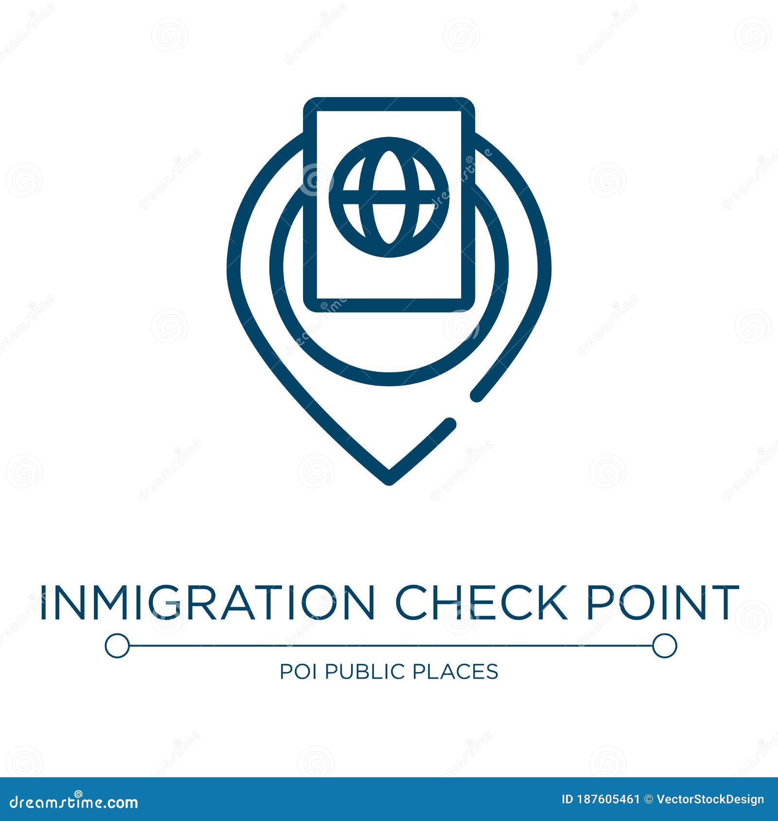 Inmigration Check Point Icon. Linear Vector Illustration from ...