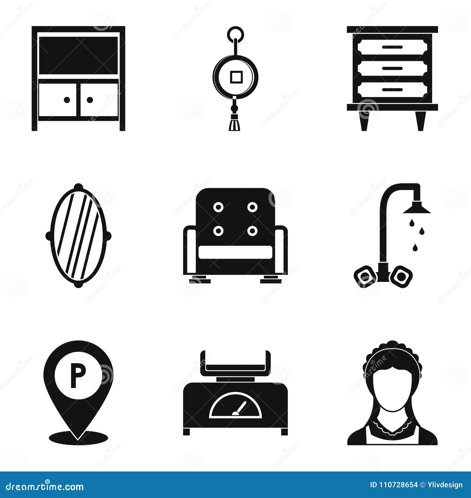 Inn Icons Set, Simple Style Stock Vector - Illustration of house, home ...