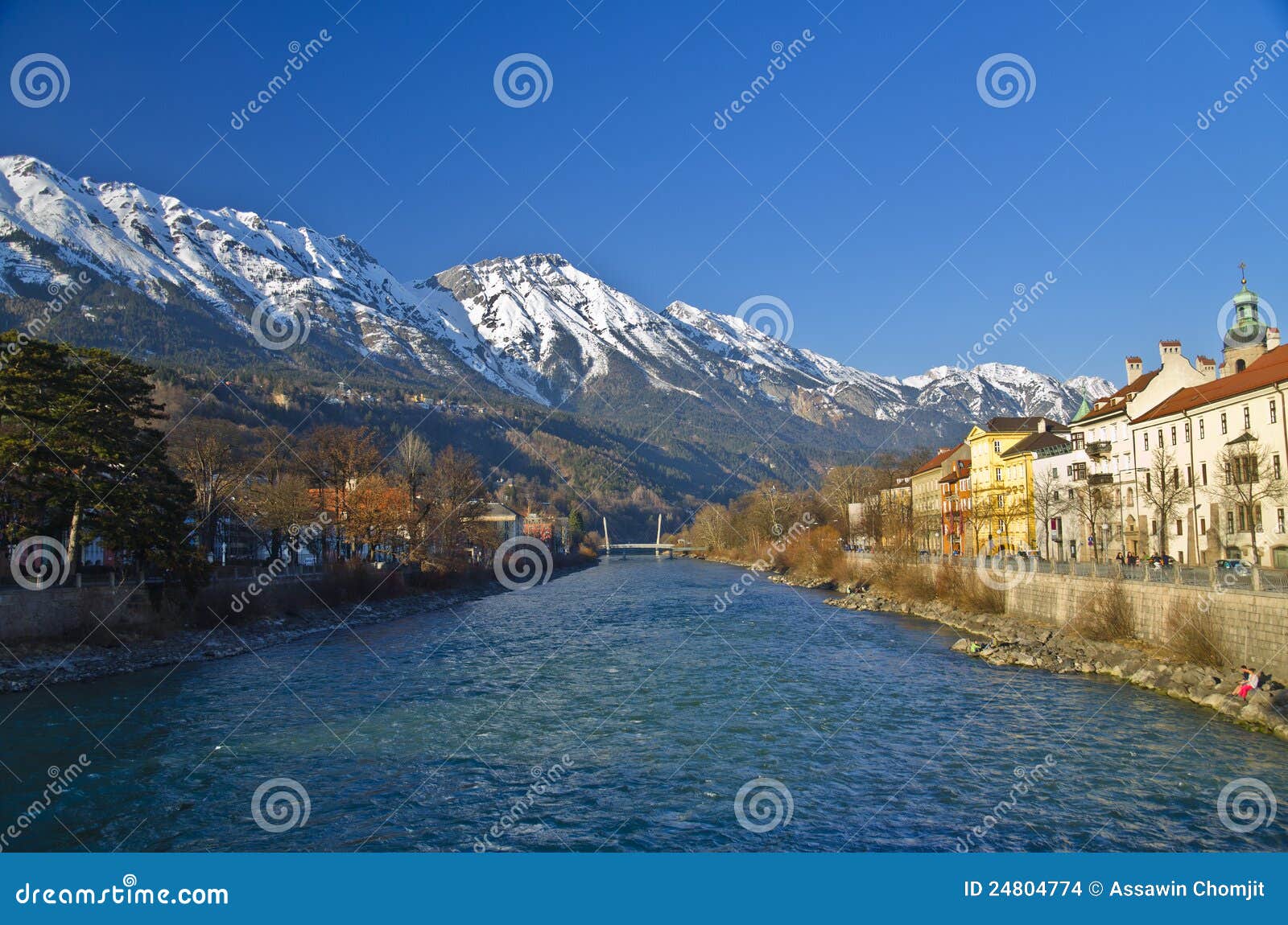 Inn River and City at Innsbruck Stock Photo - Image of blue, corner ...
