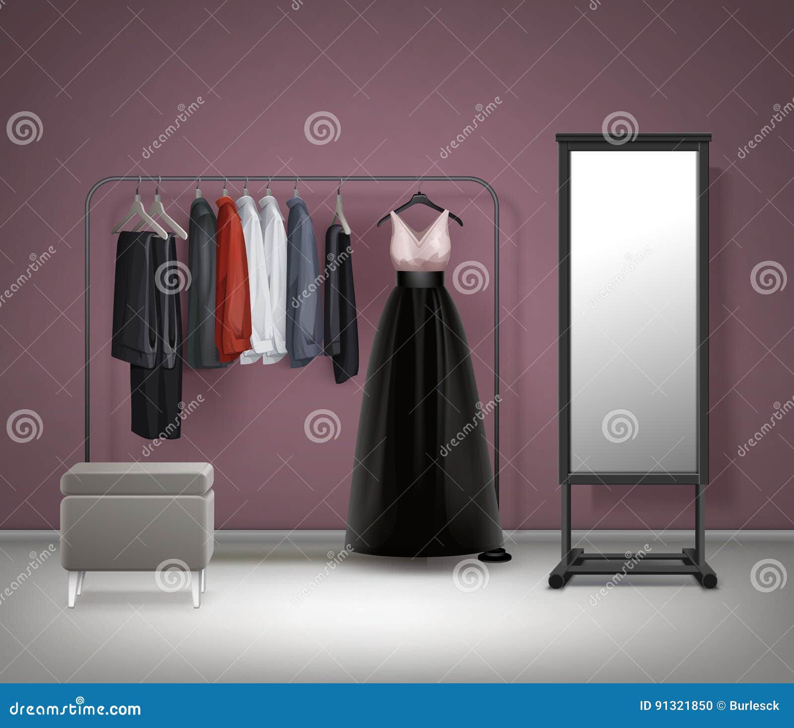 Innenvorderansicht Der Vektor-Garderobe Vektor Abbildung - Illustration ...