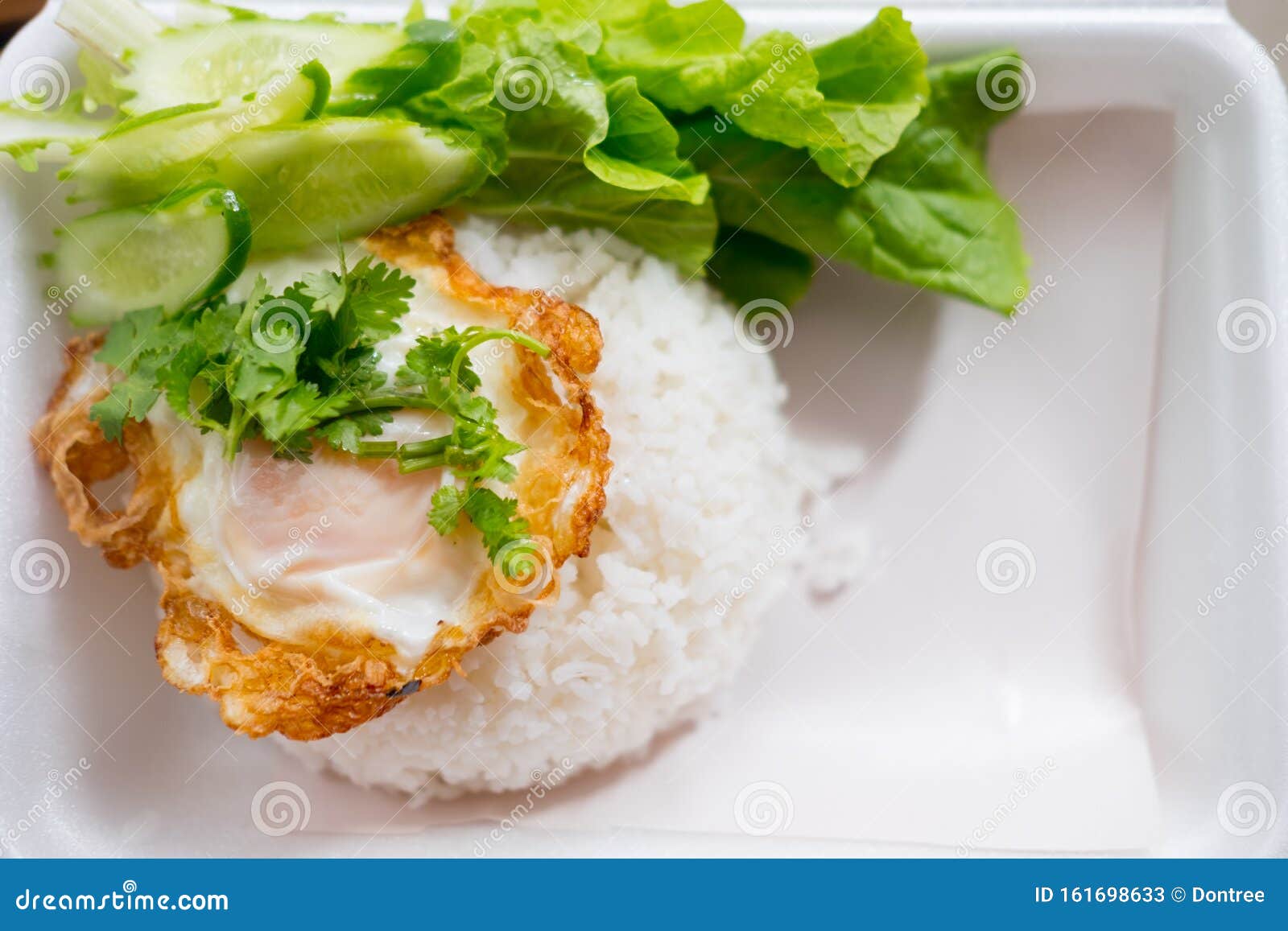 The Inner Box of Rice is Fried Egg on Top White Rice Stock Image ...