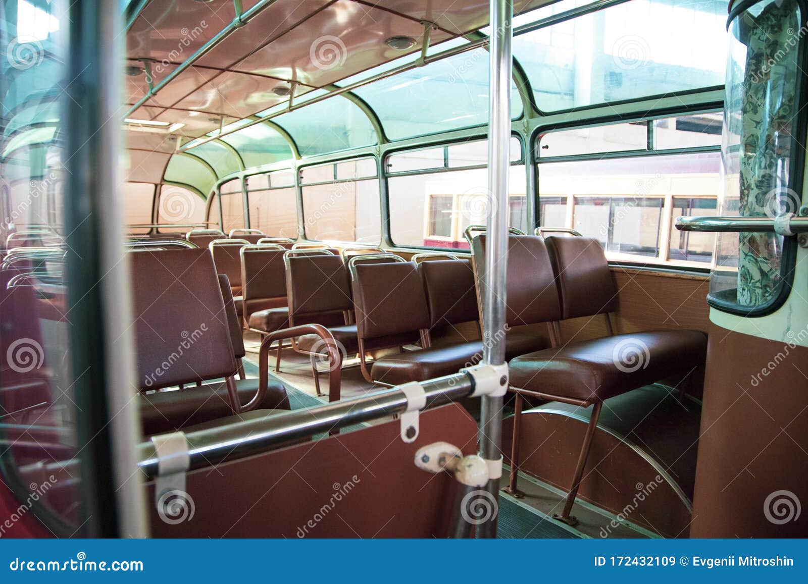 Inner Cabin of the Passenger Bus of the 60s Stock Image - Image of ...