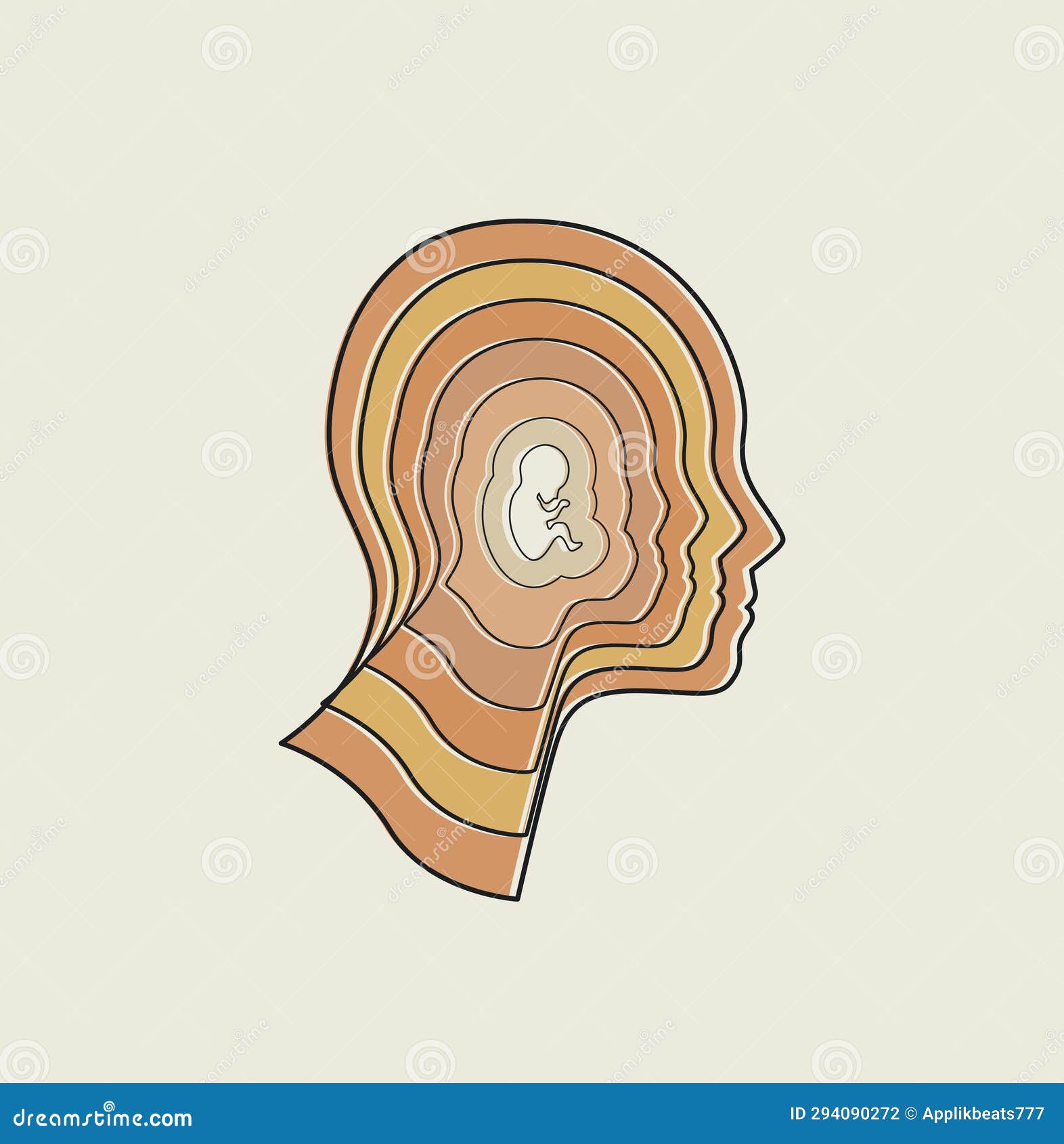 Inner Child Psychologic Conceptual Illustration With Human Head ...