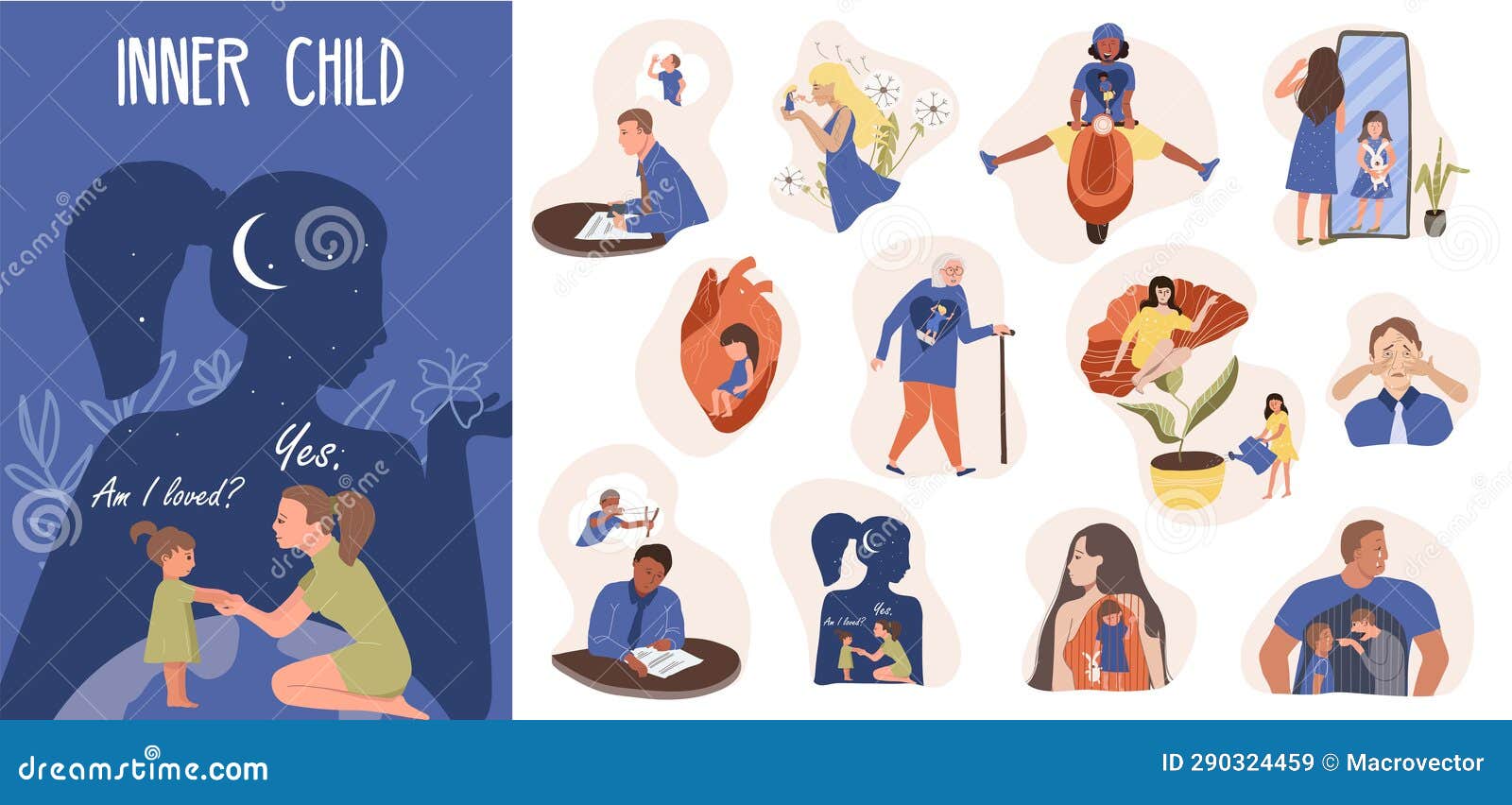 Inner Child Set stock vector. Illustration of elements - 290324459