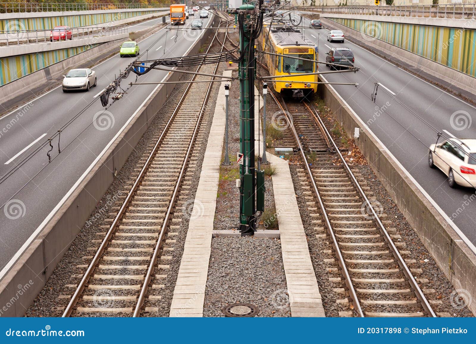 Inner City Car Traffic and Public Transportation Stock Photo - Image of ...