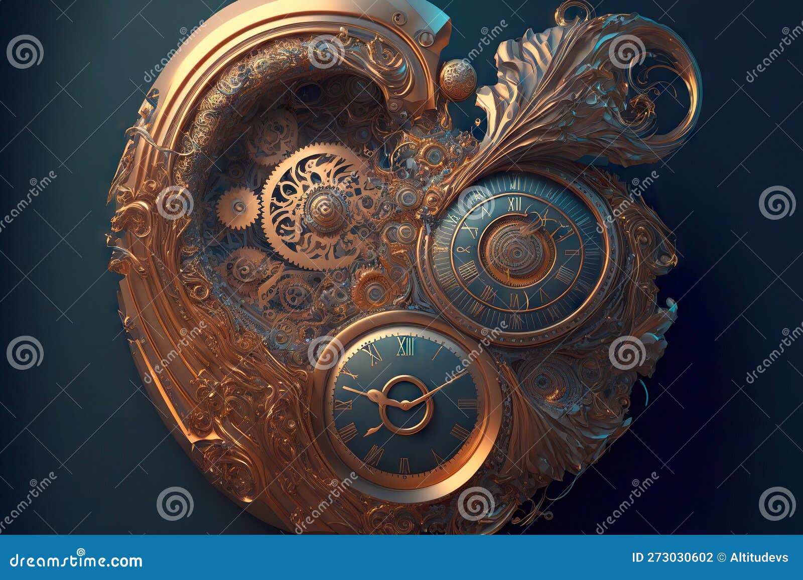 Inner Clockwork of Old Vintage Watch with Small Dial Stock Illustration ...