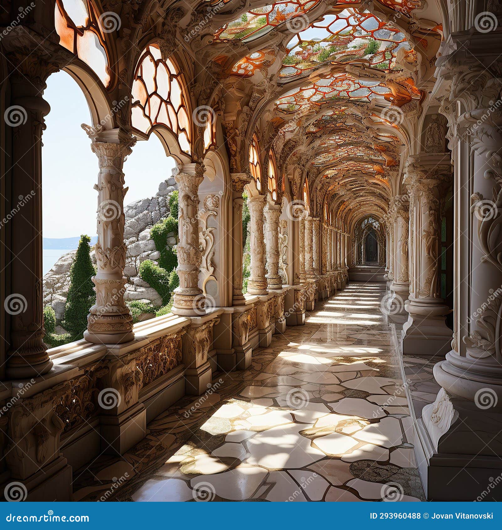 Corridor Of The Church, Archway, Long Hallway, Architectural Columns ...