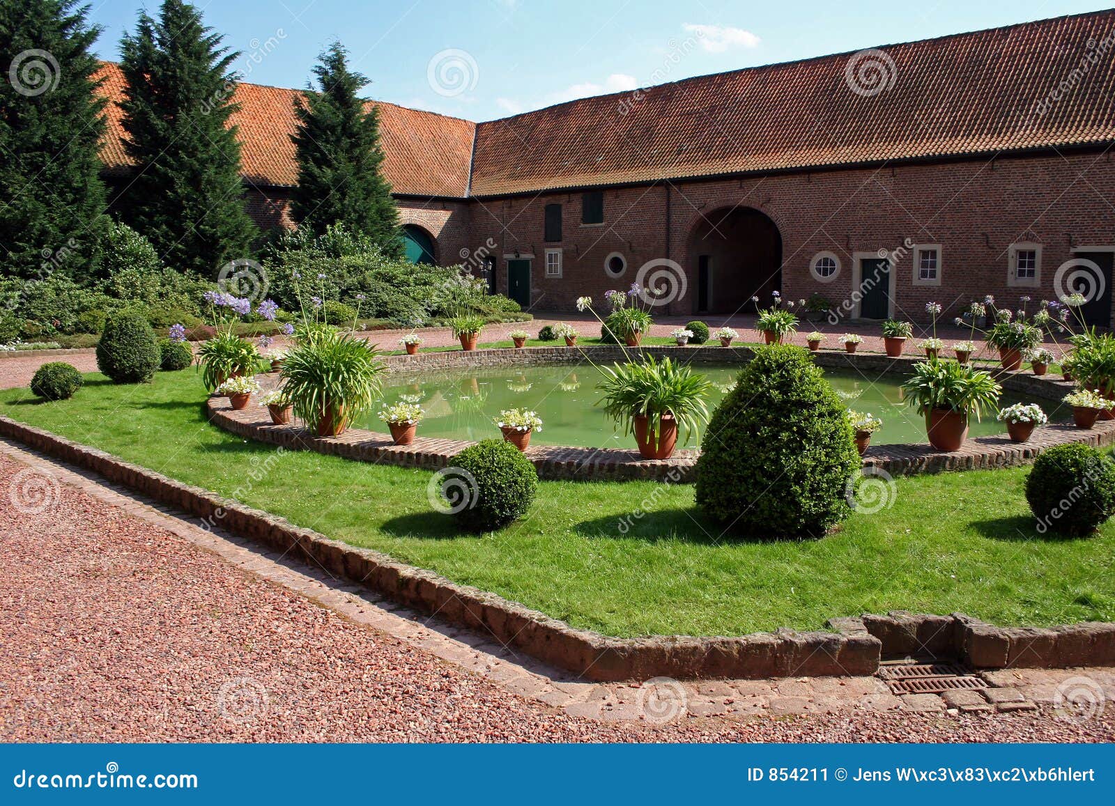 Inner court stock image. Image of flowers, stone, house - 854211