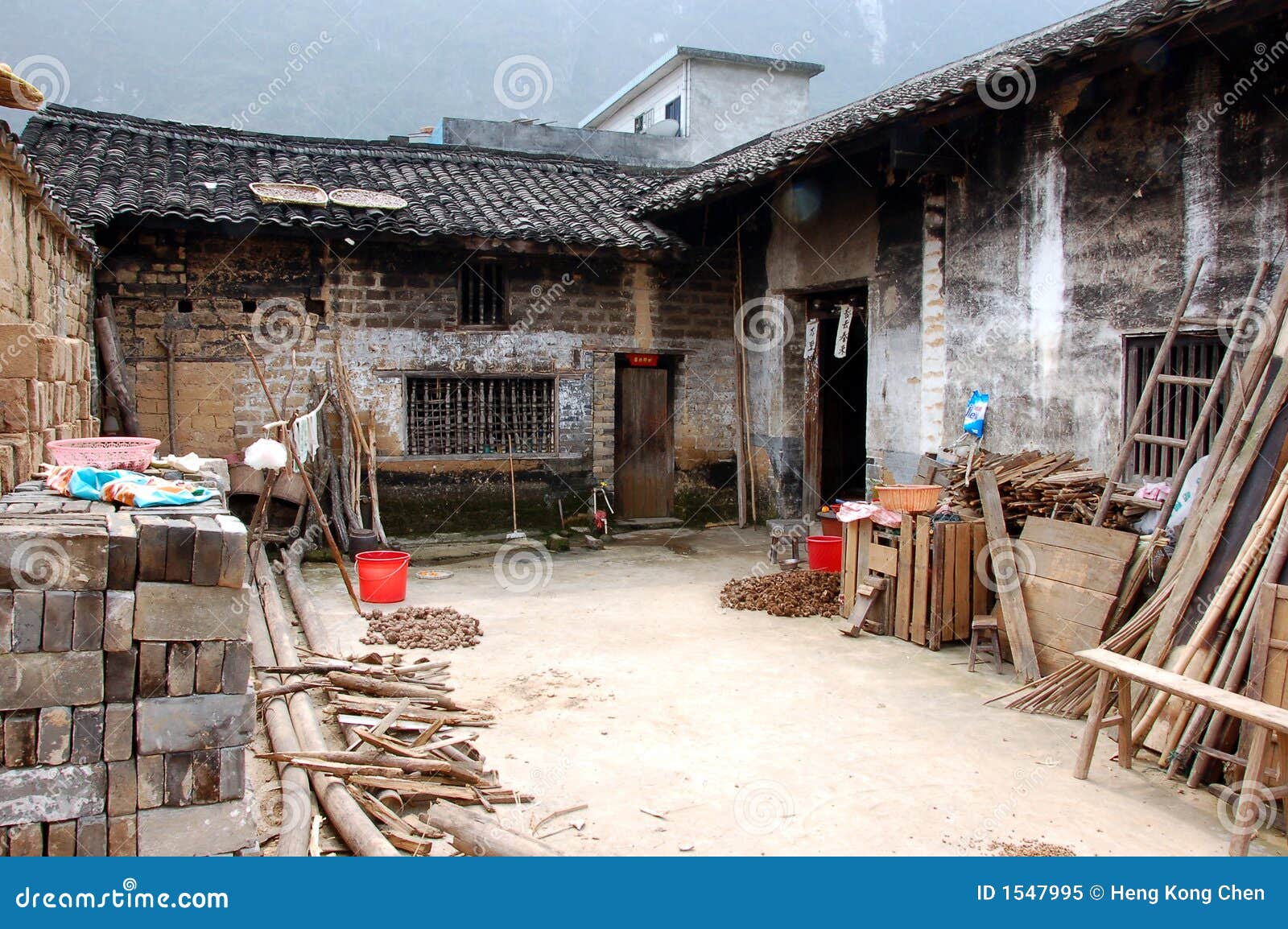 Inner Court Yard of a House in China Stock Image - Image of brick, clay ...