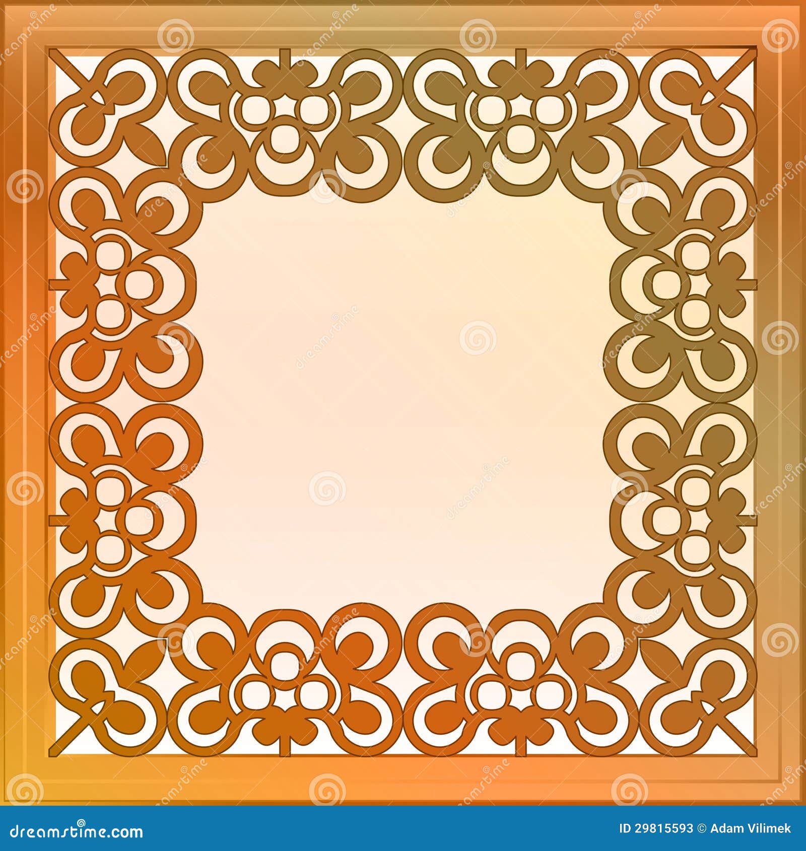 Inner Decorated Bronze Square Frame Stock Illustration - Illustration ...