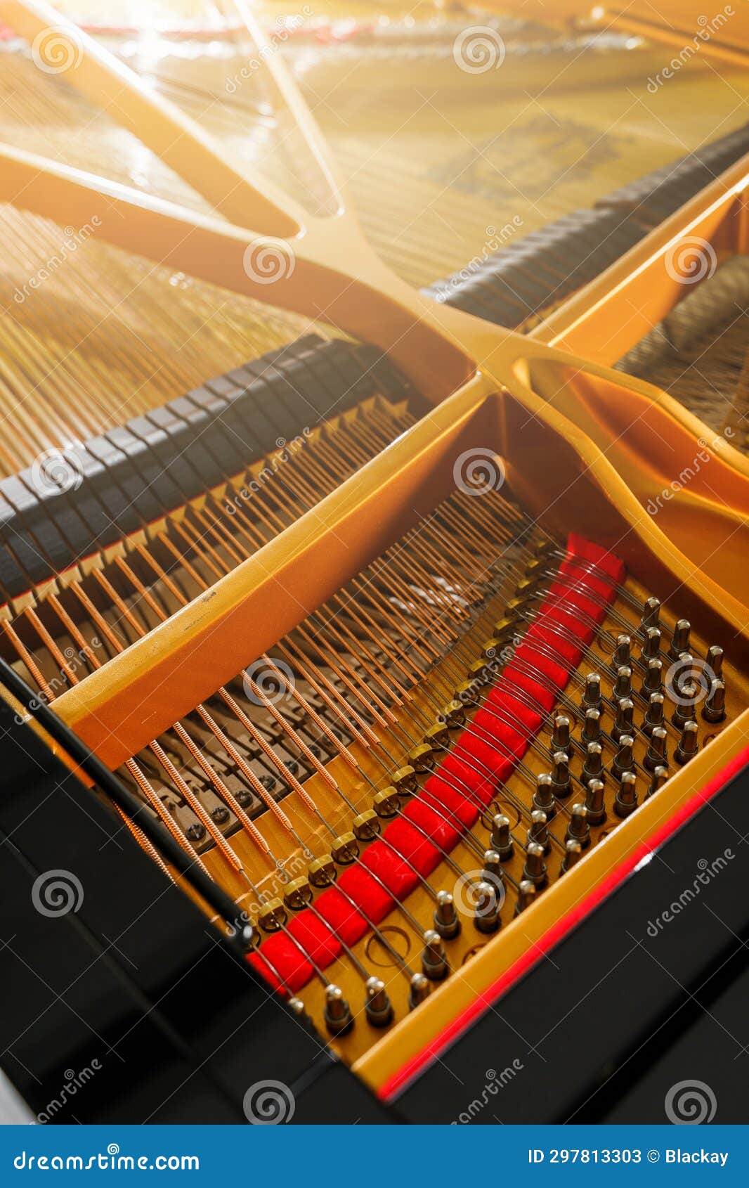 Inner Details of Luxury Grand Piano Such As Hammers, Strings and Pins ...