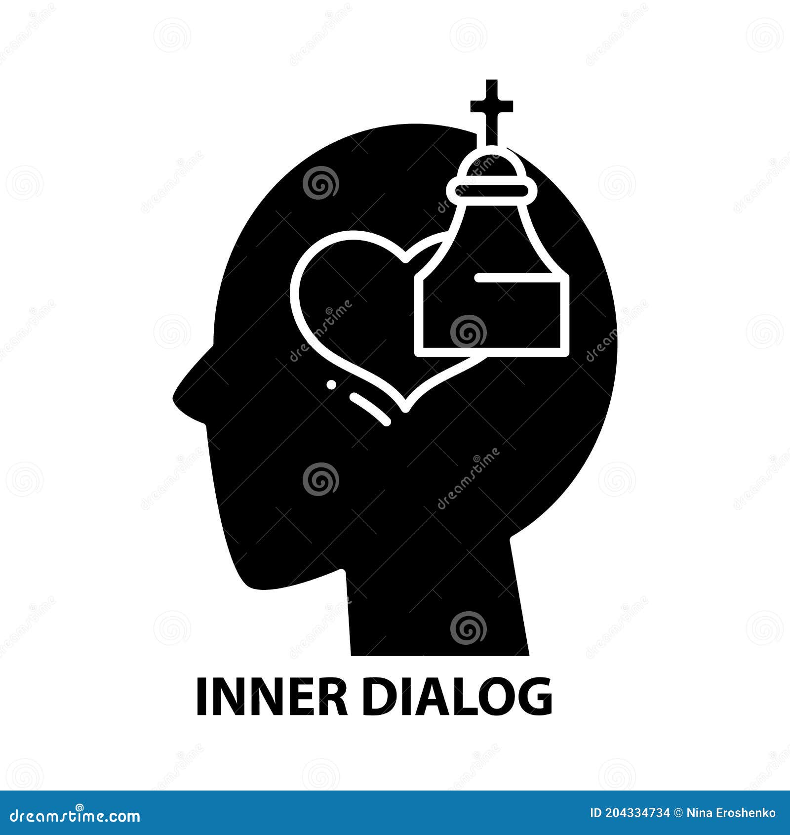 Inner Dialog Icon, Black Vector Sign with Editable Strokes, Concept ...