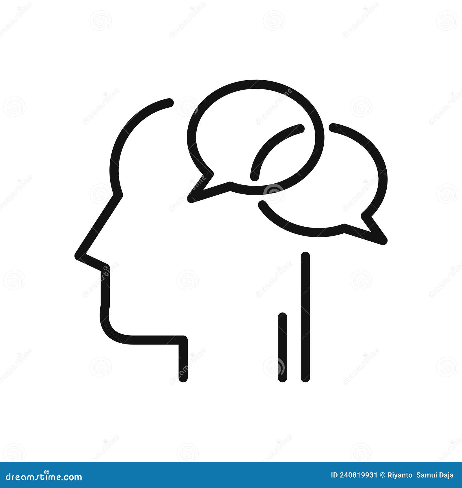 Inner Dialog Icon Black and White Illustration Stock Vector ...