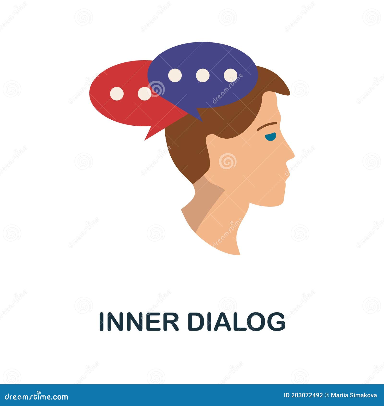 Sad Man And His Inner Personality Holding Knife. Concept Of Internal ...