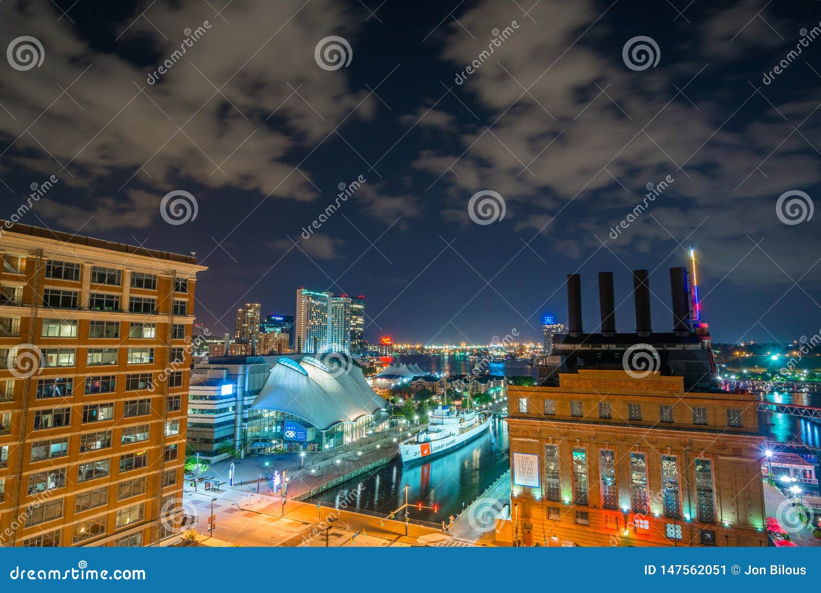 Inner Harbor Night View in Baltimore, Maryland Stock Image - Image of ...
