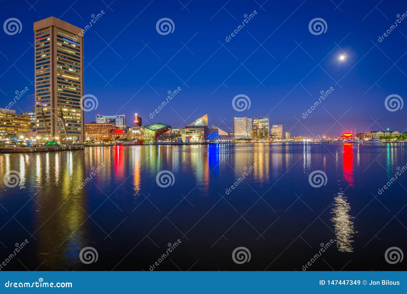 The Inner Harbor Skyline at Night, in Baltimore, Maryland Editorial ...