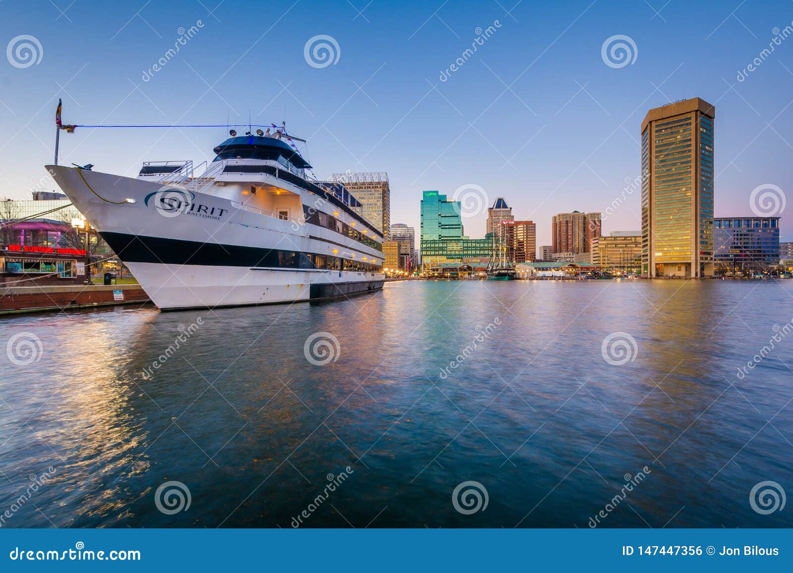 The Inner Harbor Skyline at Night, in Baltimore, Maryland Editorial ...