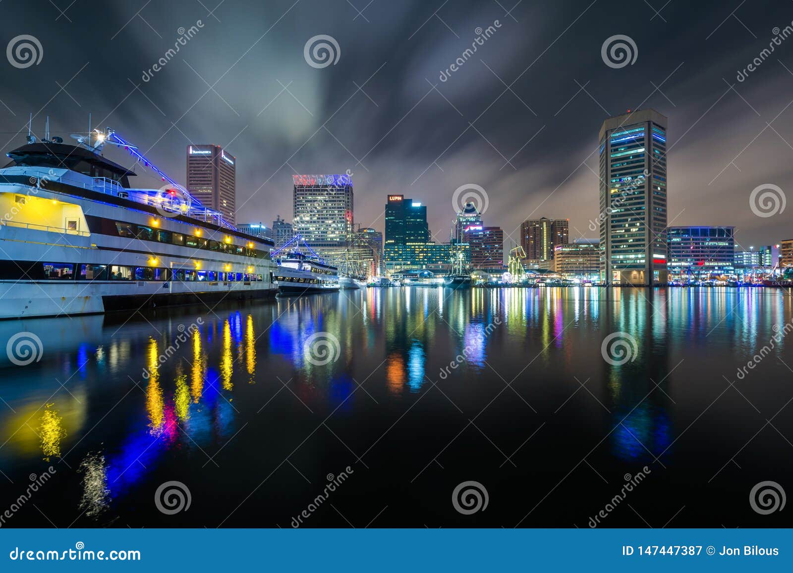 The Inner Harbor Skyline at Night in Baltimore, Maryland Editorial ...