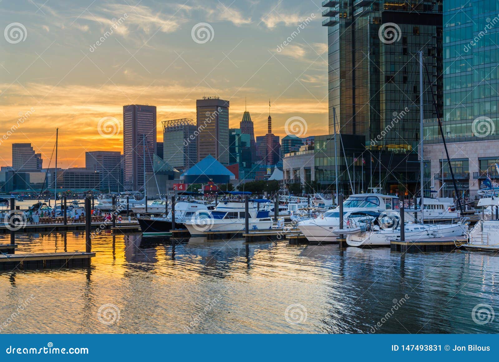 The Inner Harbor at Sunset, in Baltimore, Maryland Editorial Photo ...