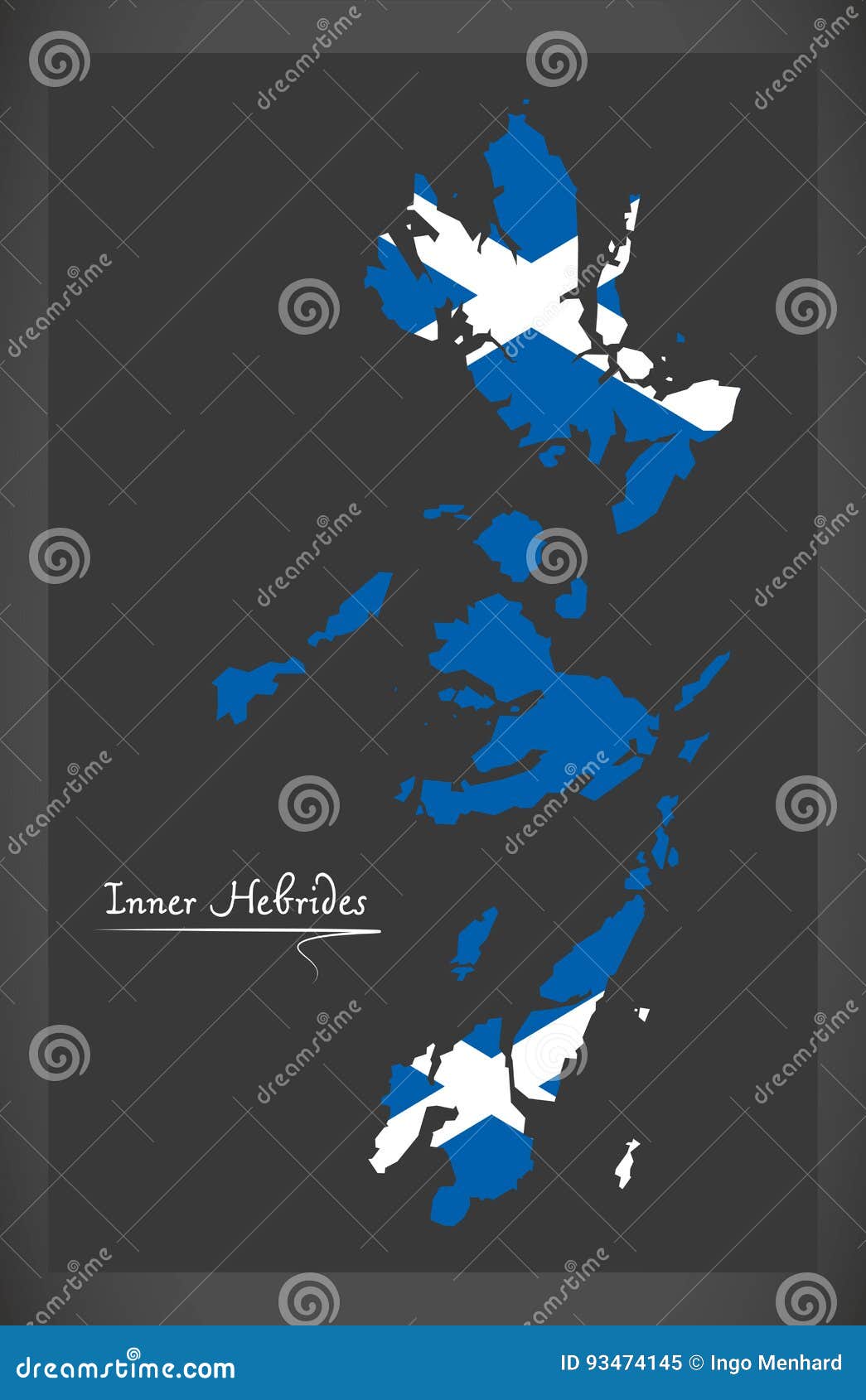 Inner Hebrides Map with Scottish National Flag Illustration Stock ...