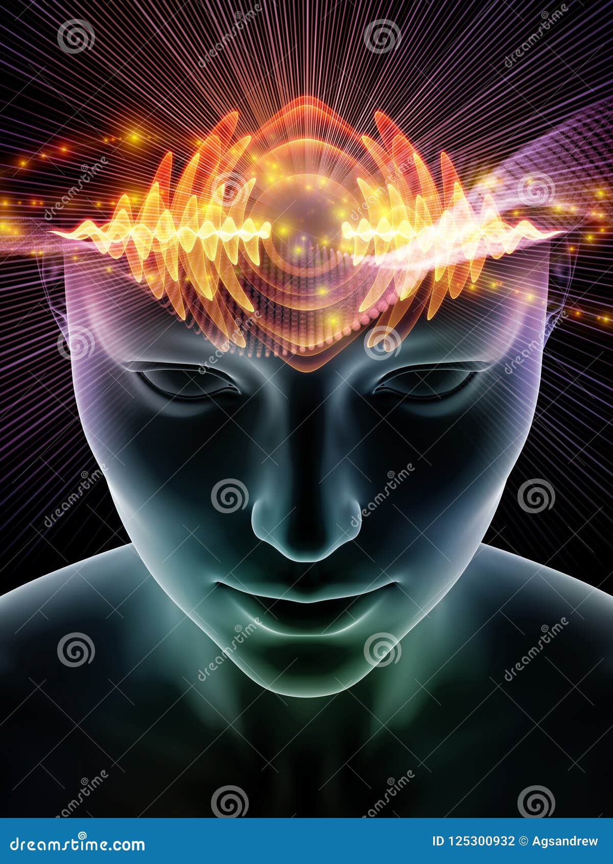 Inner Life of Human Mind stock illustration. Illustration of forehead ...
