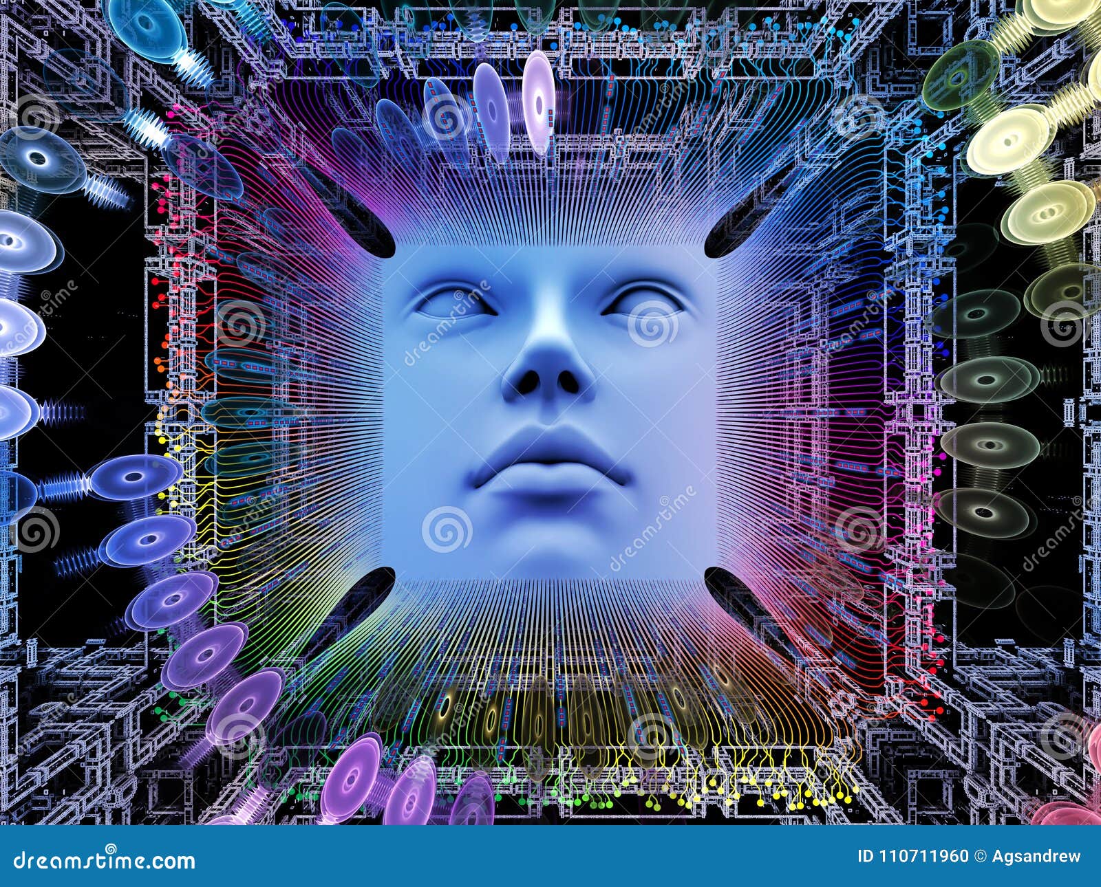 Inner Life of Super Human AI Stock Illustration - Illustration of ...
