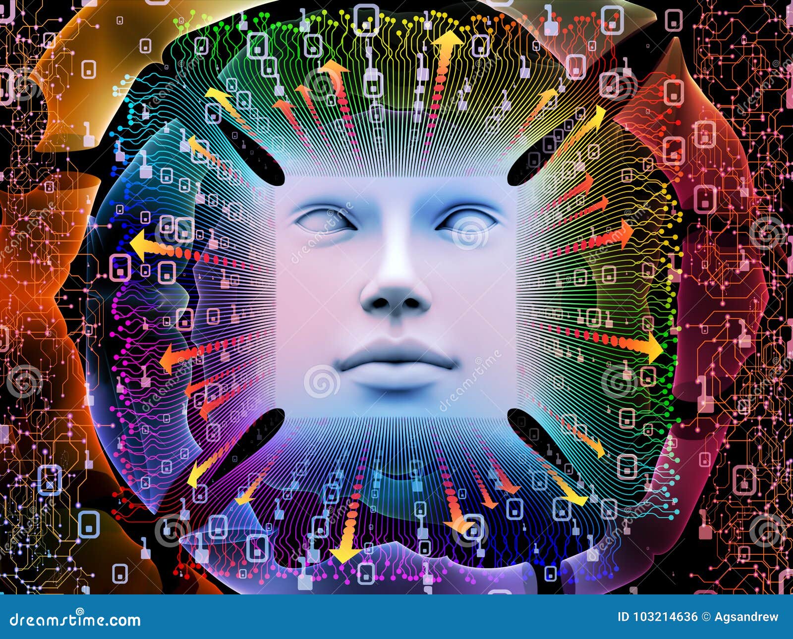 Inner Life of Super Human AI Stock Illustration - Illustration of ...