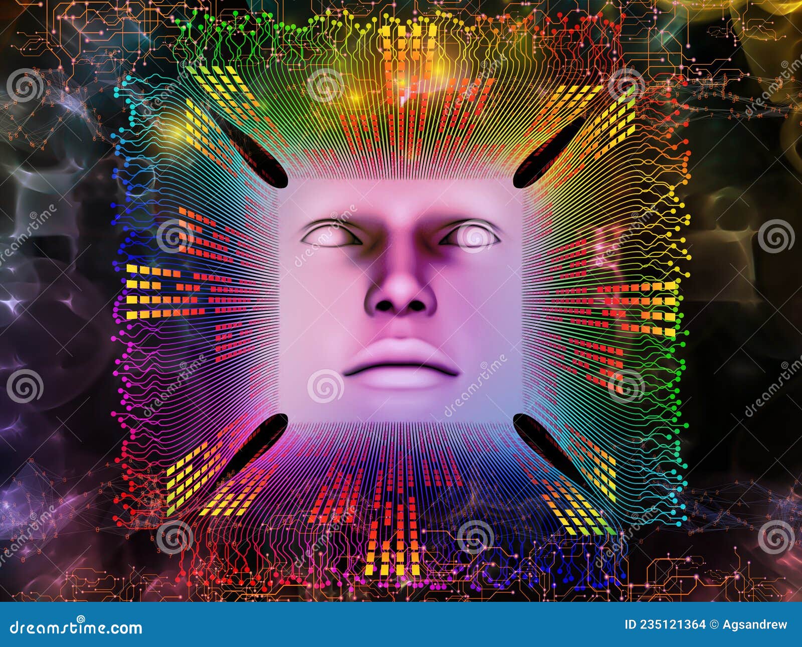 Inner Life of Super Human AI Stock Photo - Image of awareness, colorful ...