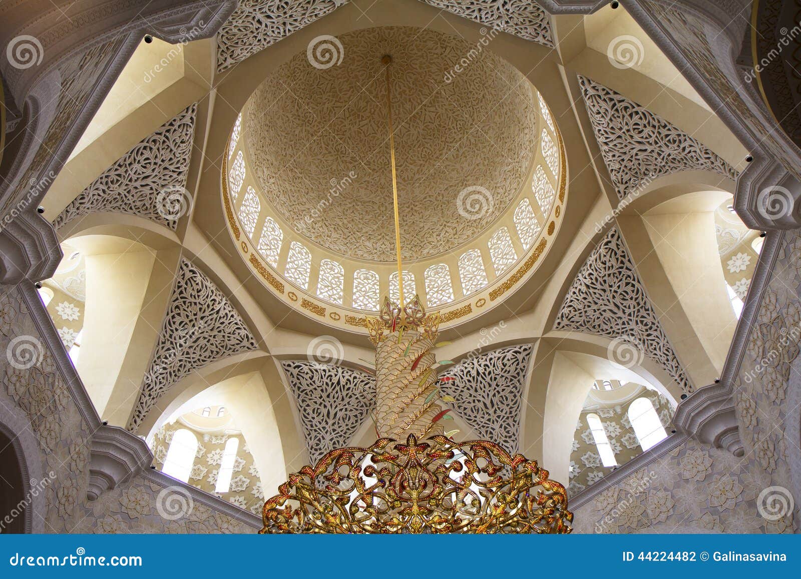The Inner Part of the Central Dome of the White Mosque in Abu Dhabi ...