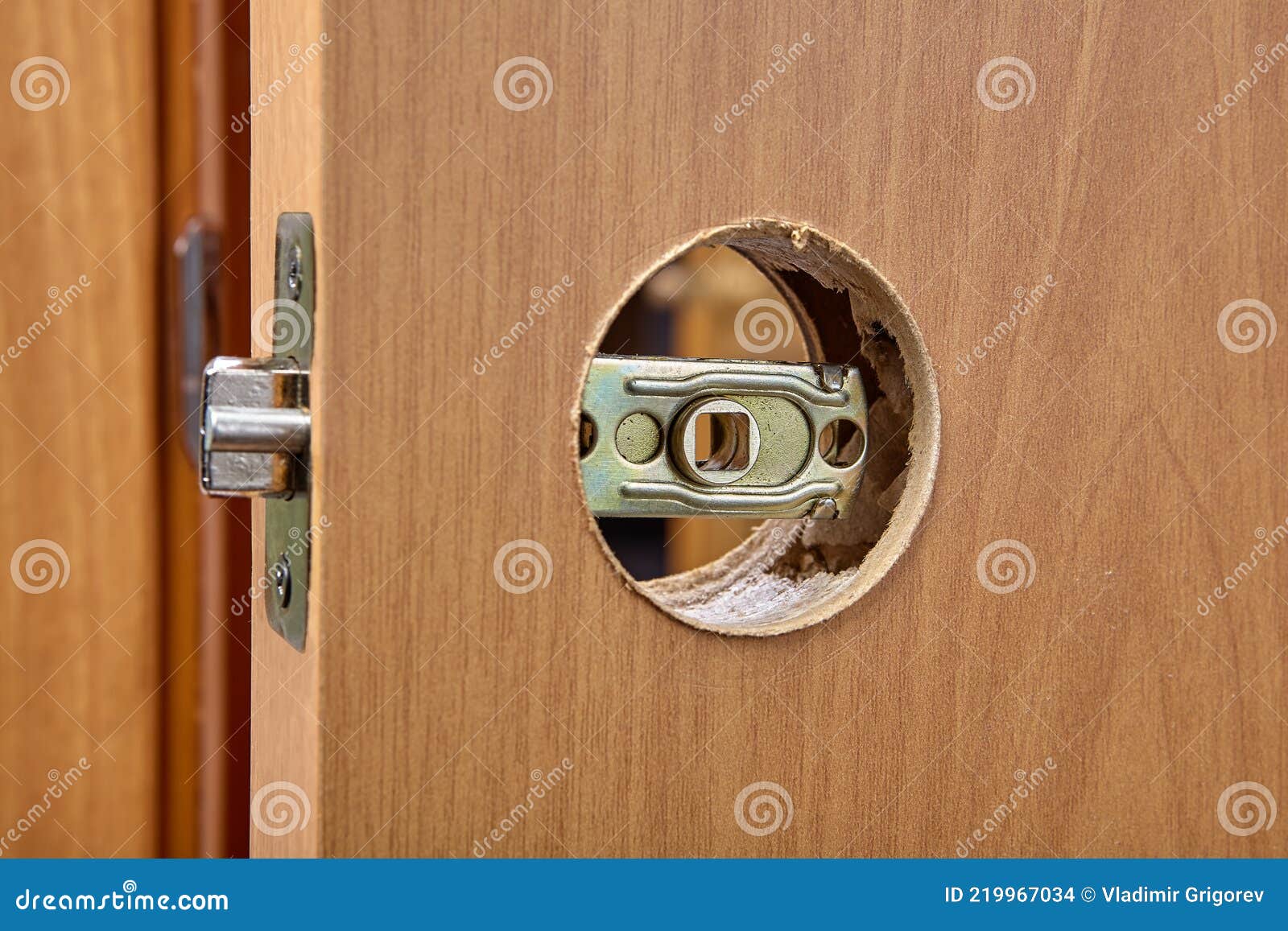 Inner Part of Door Latch Mechanism is at Assembly Stage. Stock Photo ...