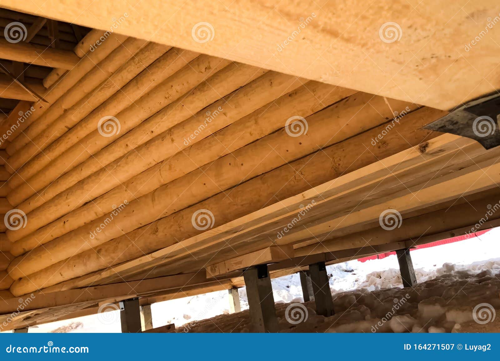 Inner Part of the Structure of the Wooden House, Details of the Stock ...
