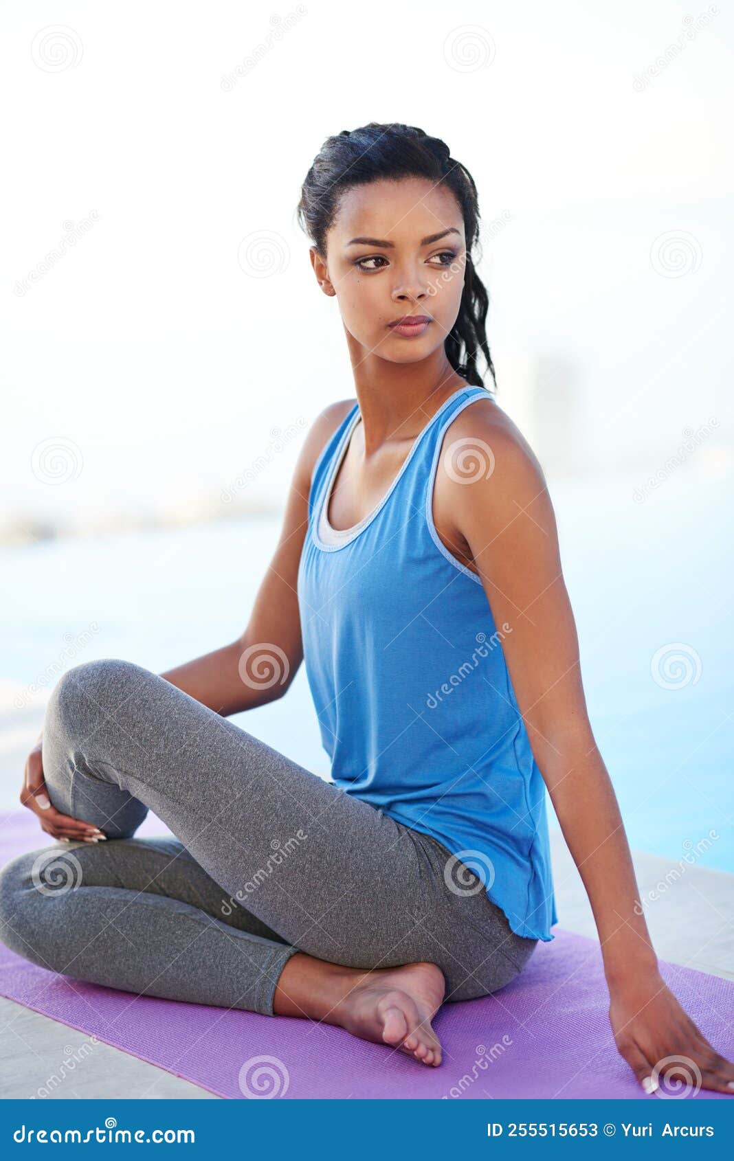 Inner Peace And Outer Fitness A Young Woman Doing Yoga Stock Image Image Of Holistic Alone