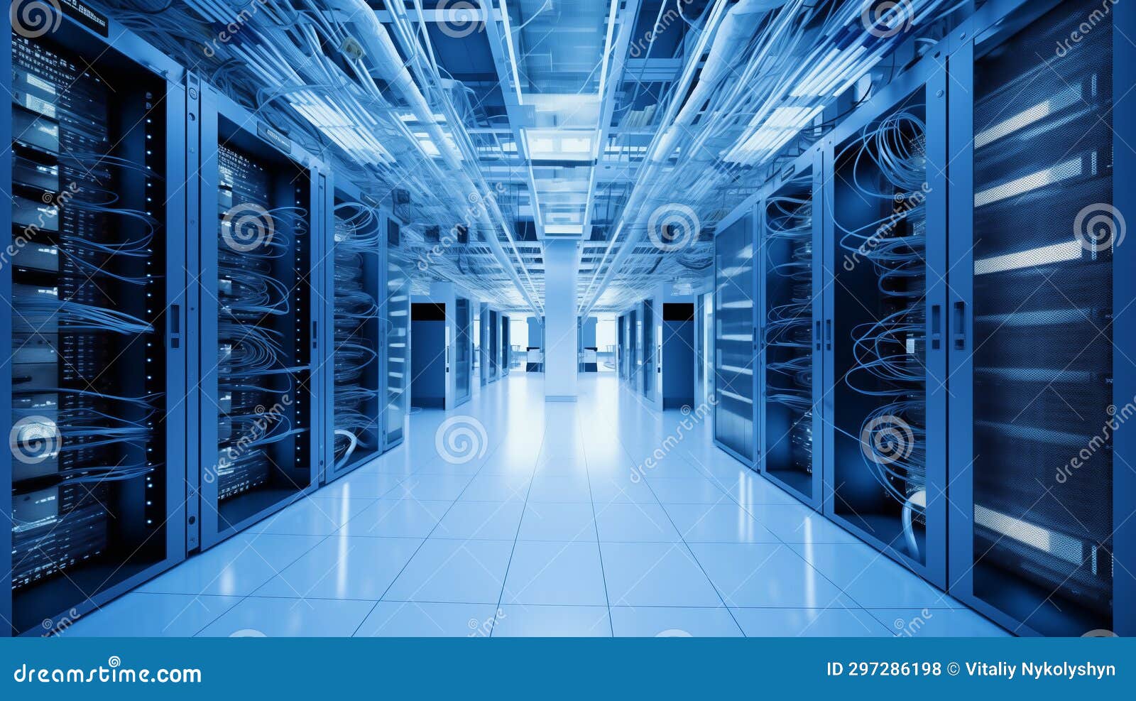 Inner Space of Data Center stock photo. Image of networking - 297286198