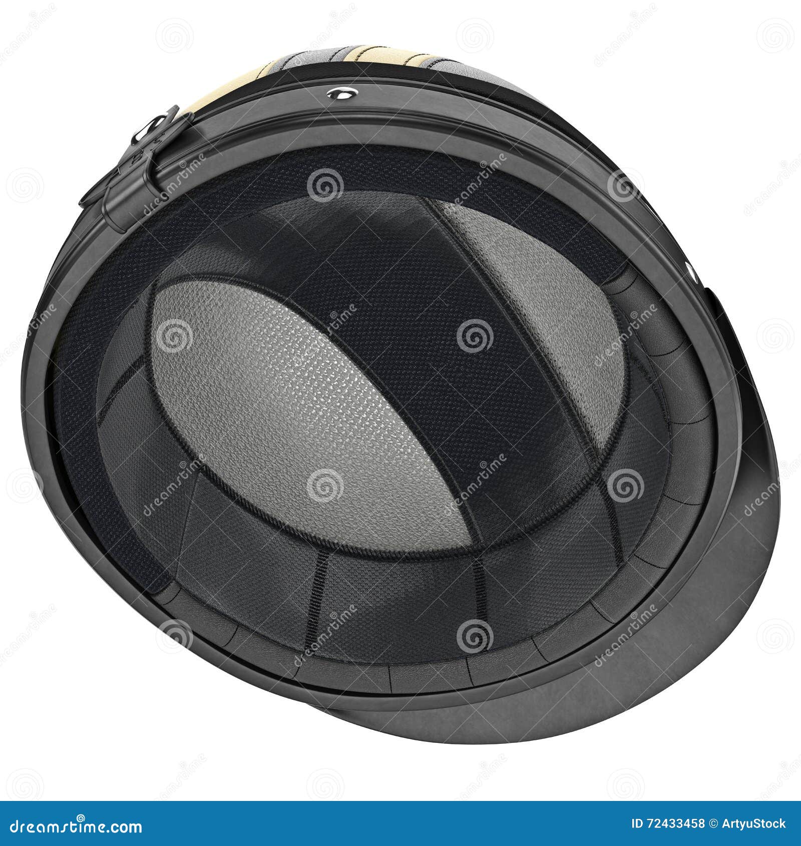 Inner Stripe Leather Motorcycle Helmet, Bottom View Stock Illustration ...