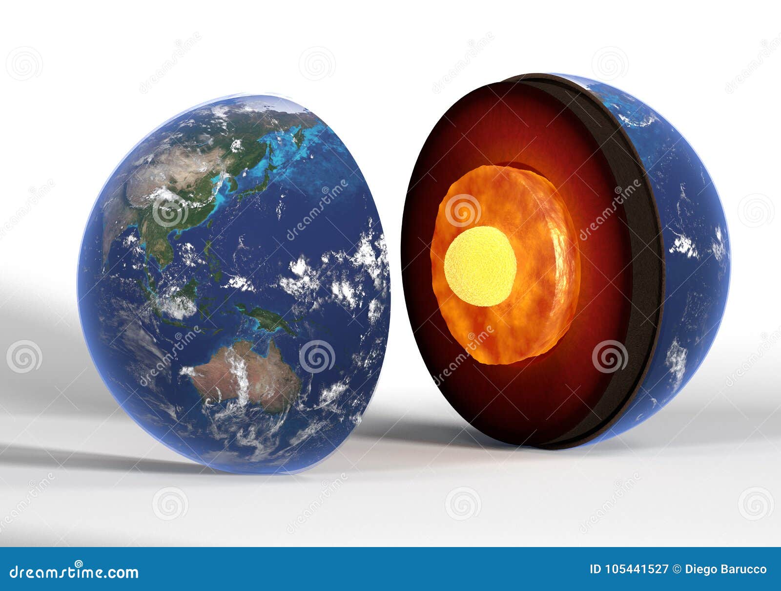 The Inner Structure of the Earth Stock Illustration - Illustration of ...