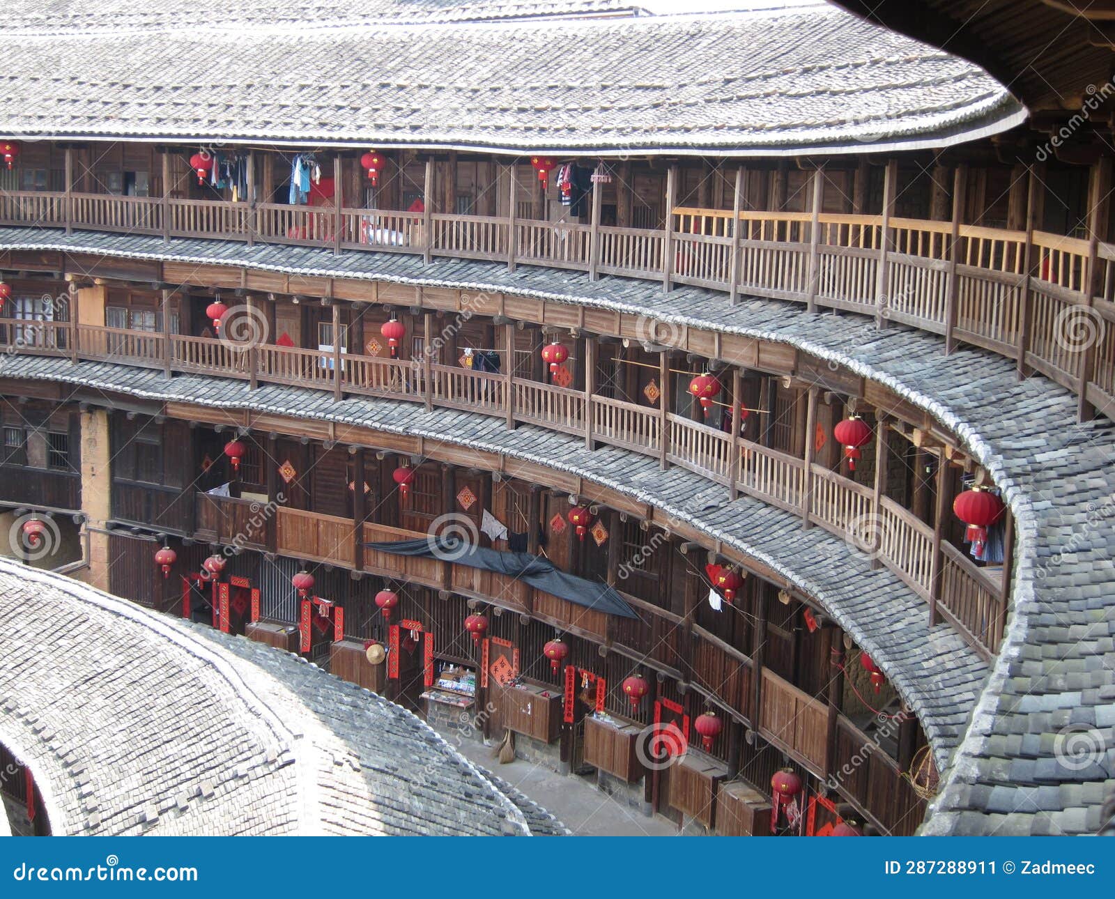 The Inner Structure of a Fujian Tulou Stock Image - Image of city ...