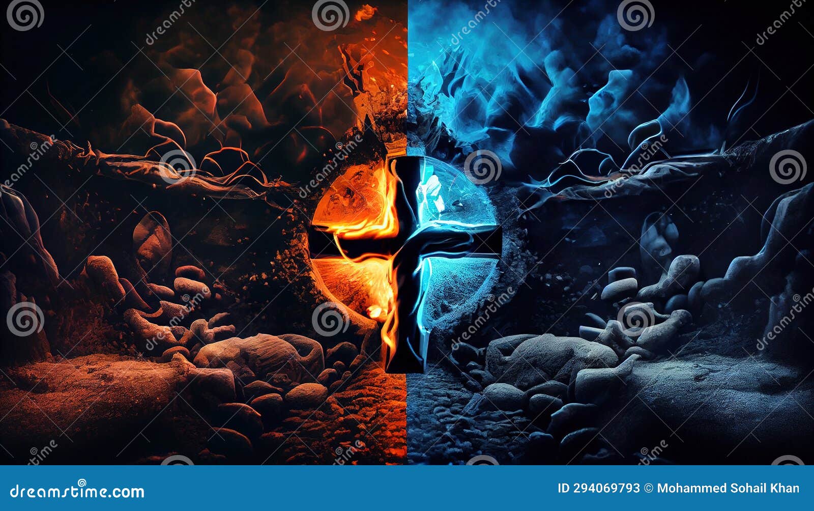Inner Struggle Good Versus Evil Moral Cross Roads Background Stock ...