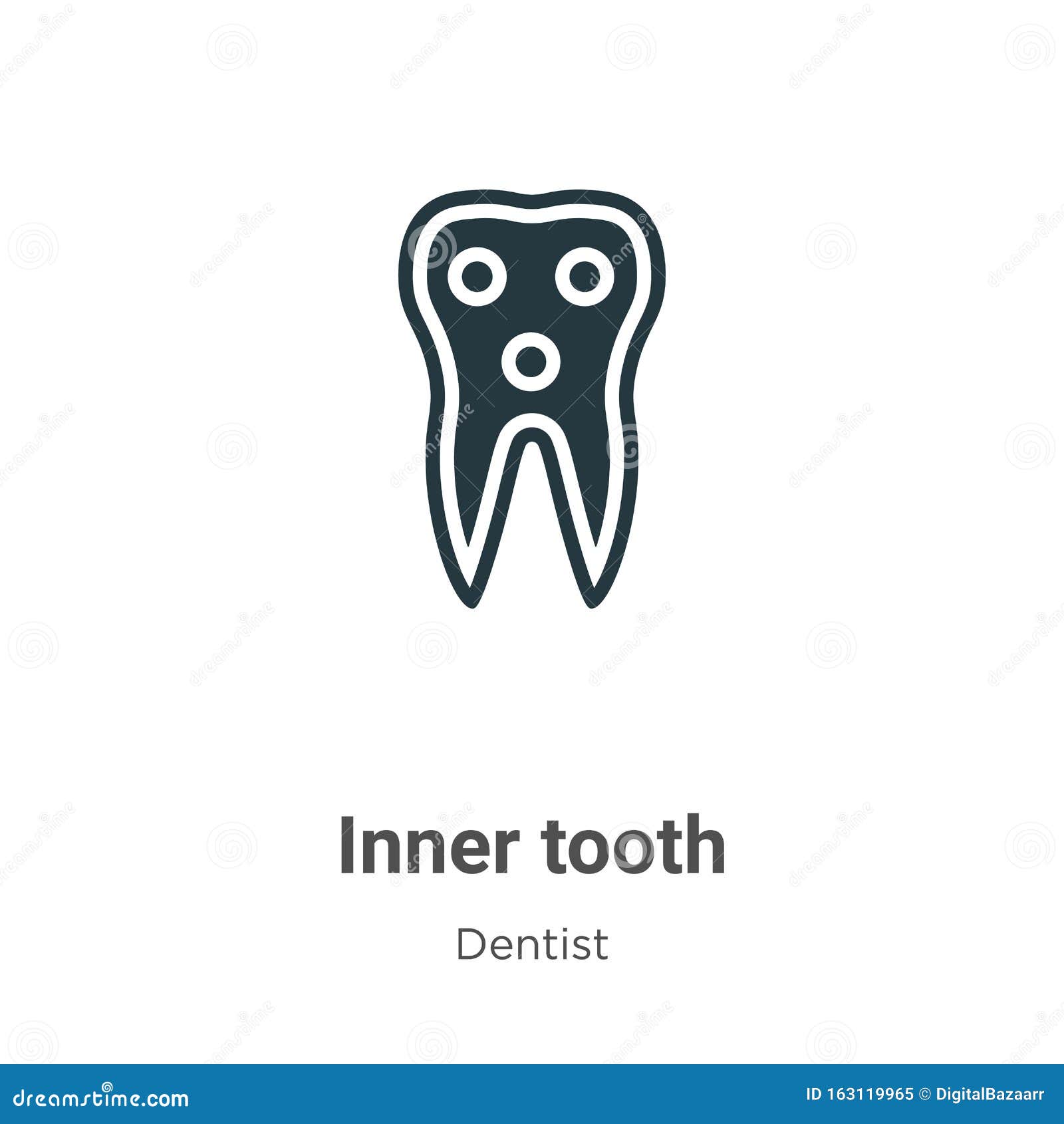 Inner Tooth Vector Icon On White Background. Flat Vector Inner Tooth ...