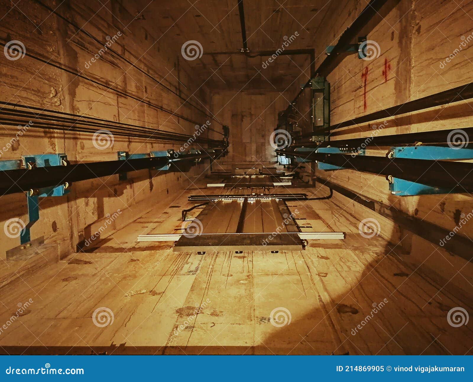 Inner View of lift shaft stock image. Image of elevator - 214869905