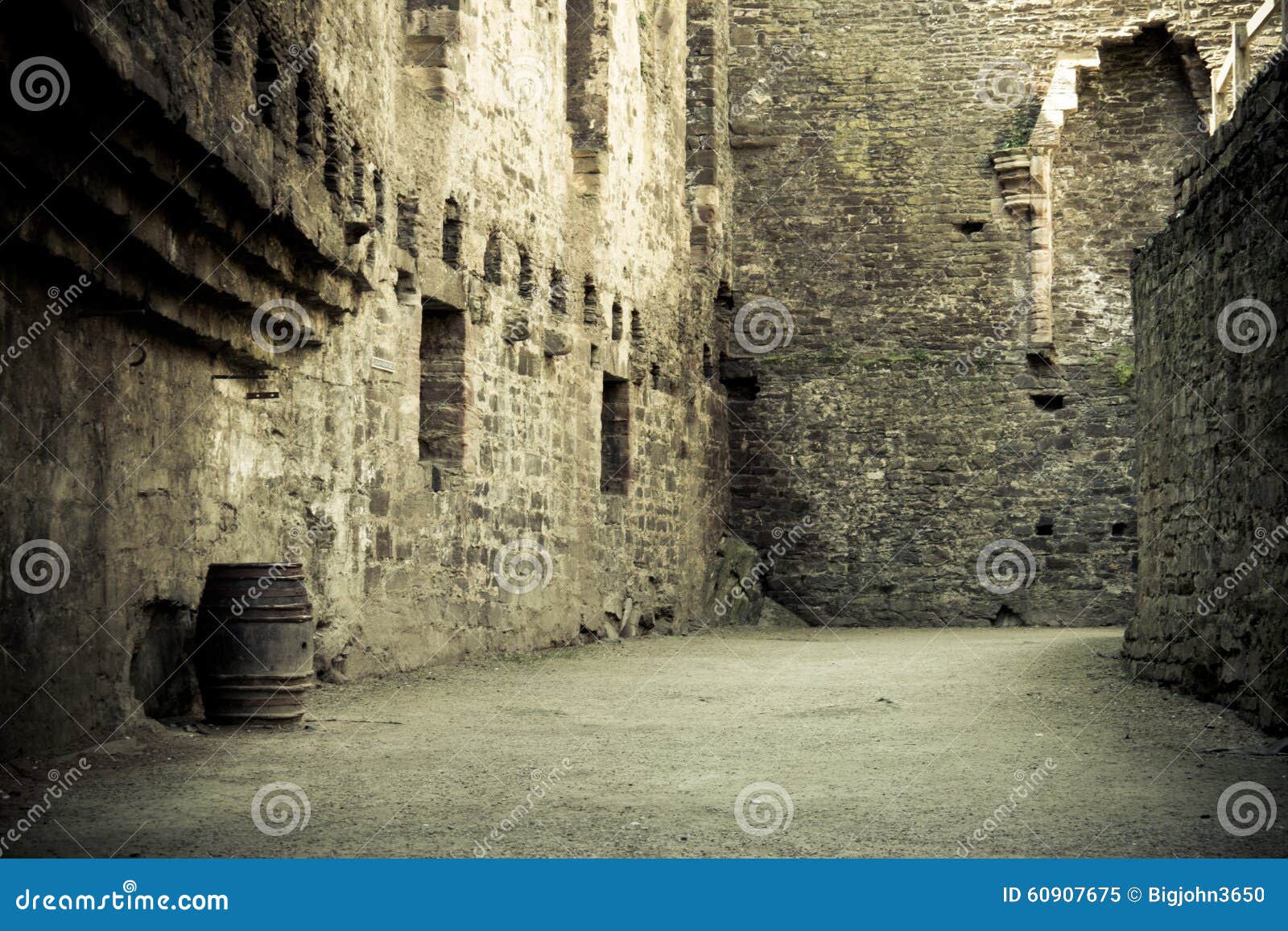 Inner Ward of Medival Stone Castle Fortress Stock Image - Image of ...