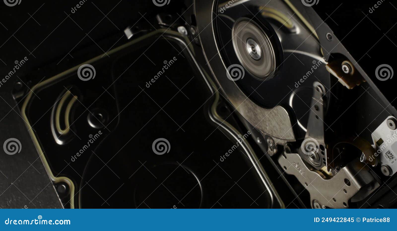 Inner Working of Hard Disk, Spinning Hard Drive Open. Components of ...