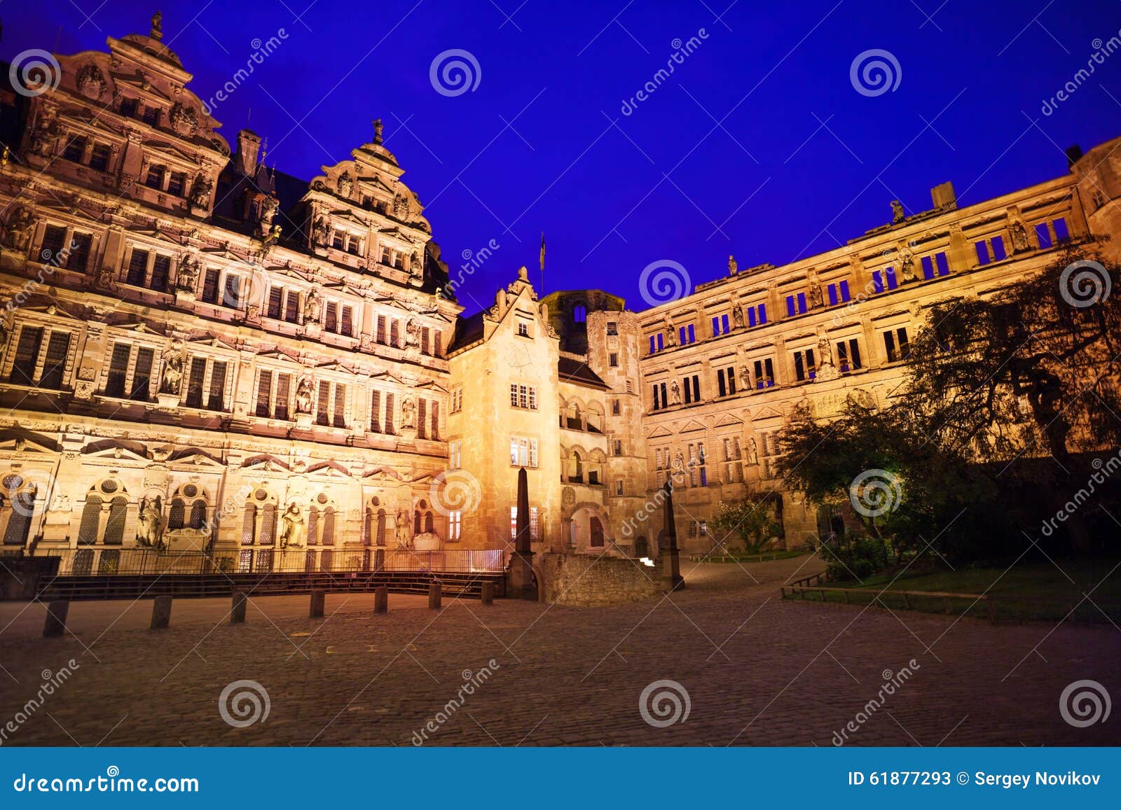 Inner Yard of Heidelberg Castle during Night Stock Image - Image of ...