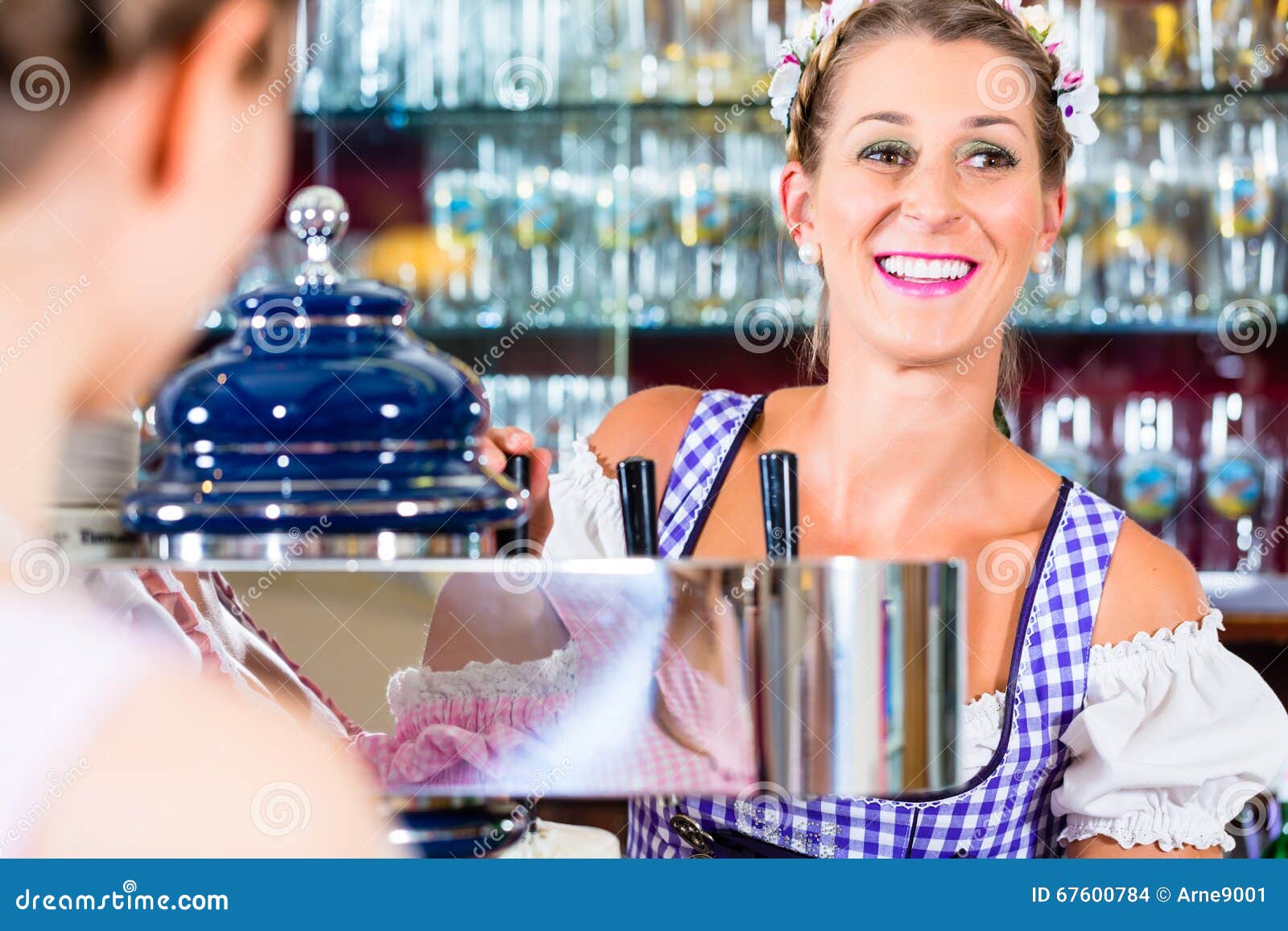 Innkeeper in Bavarian Pub with Customers Stock Photo - Image of ...