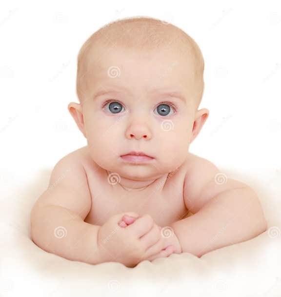 Innocent baby on the bed stock image. Image of blanket - 27794121