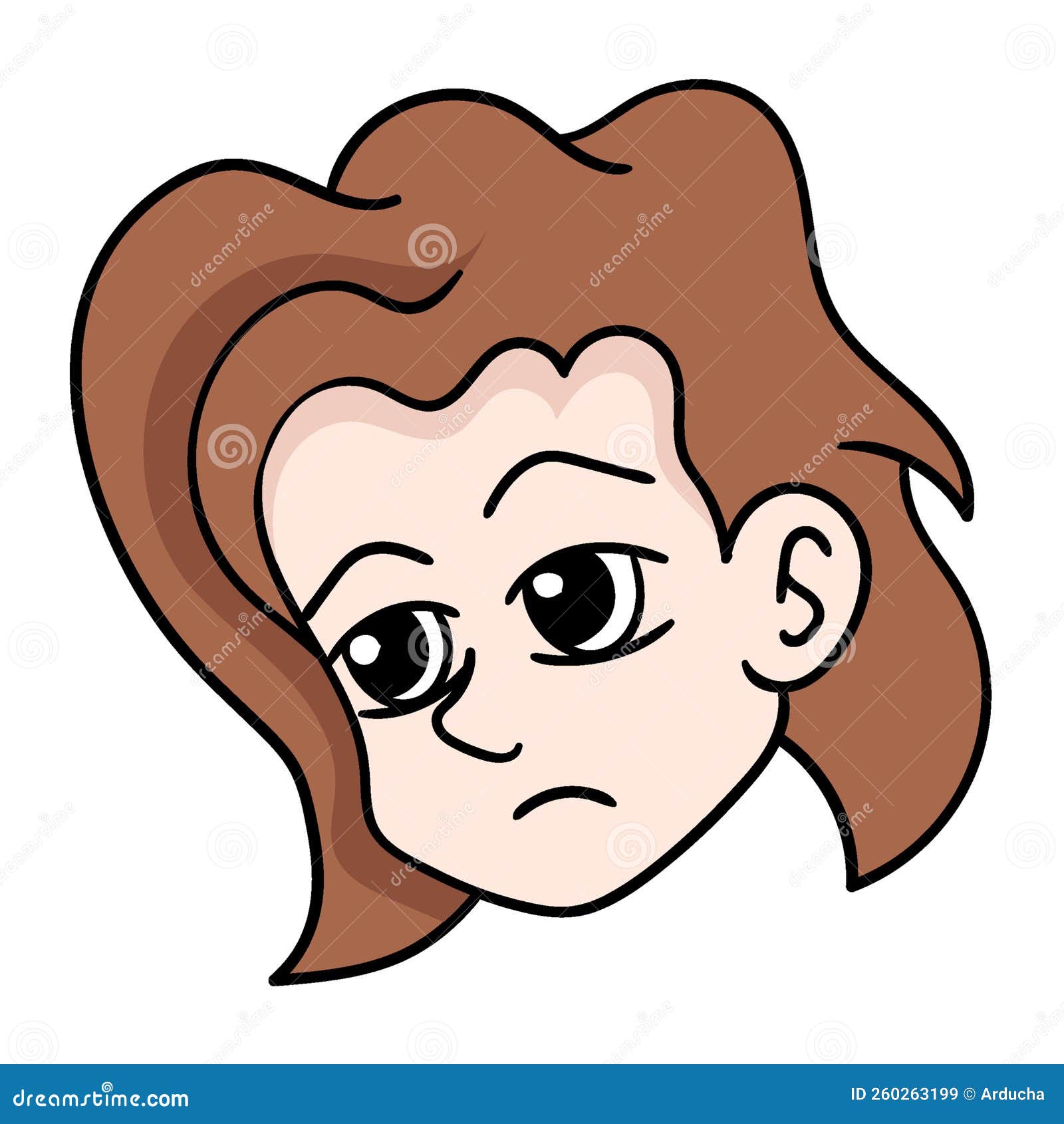 Innocent Face Female Head Avatar Illustration Cartoon Vector ...