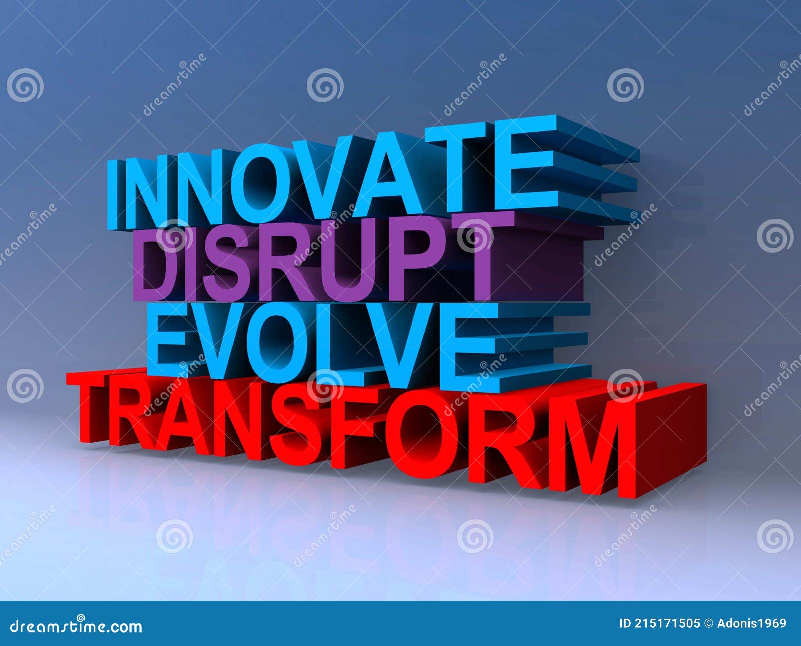 Innovate Disrupt Evolve Transform on Blue Stock Illustration ...