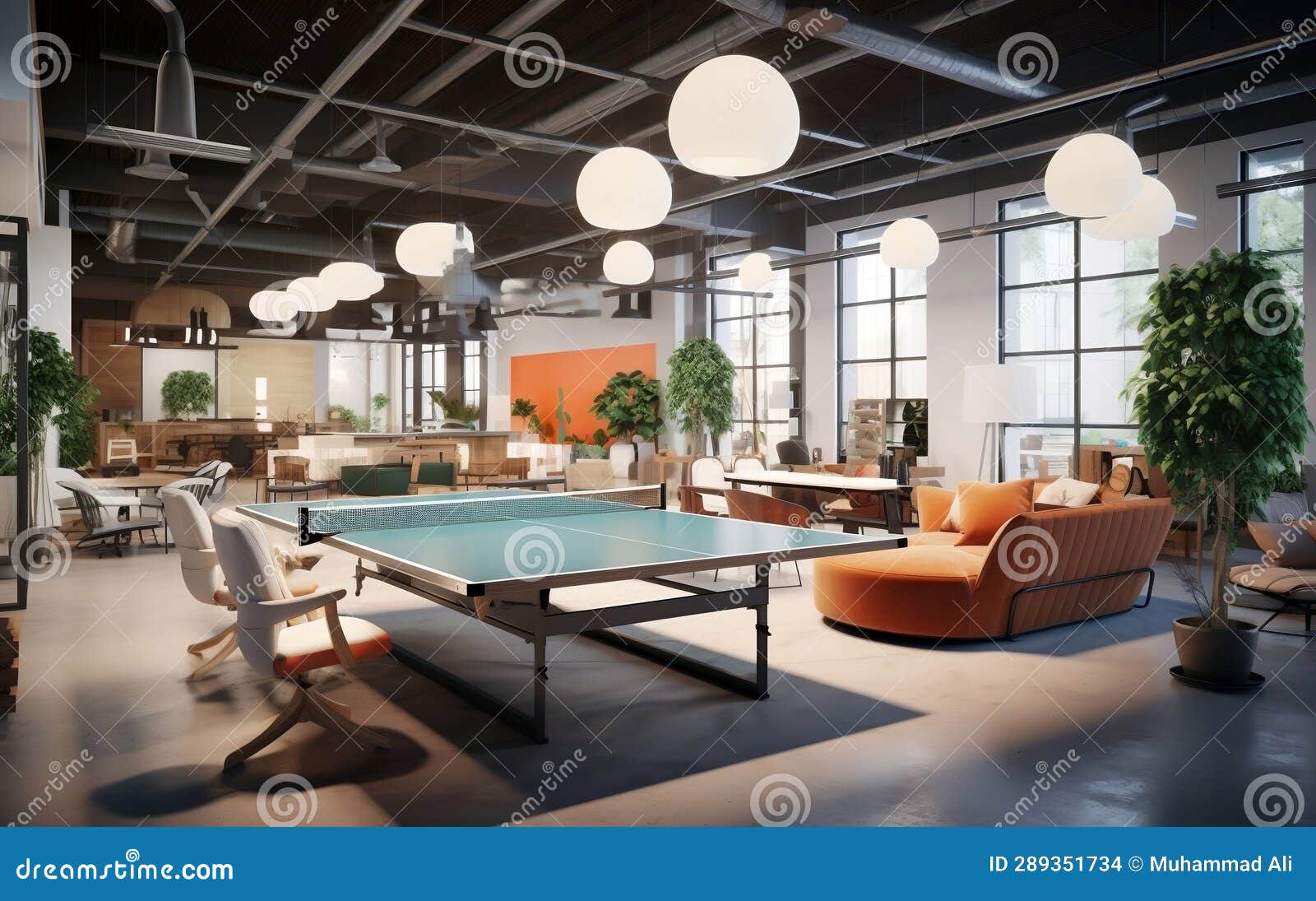 Innovate and Play Ping Pong Table in Tech Startup Office. Generative AI Stock Illustration ...