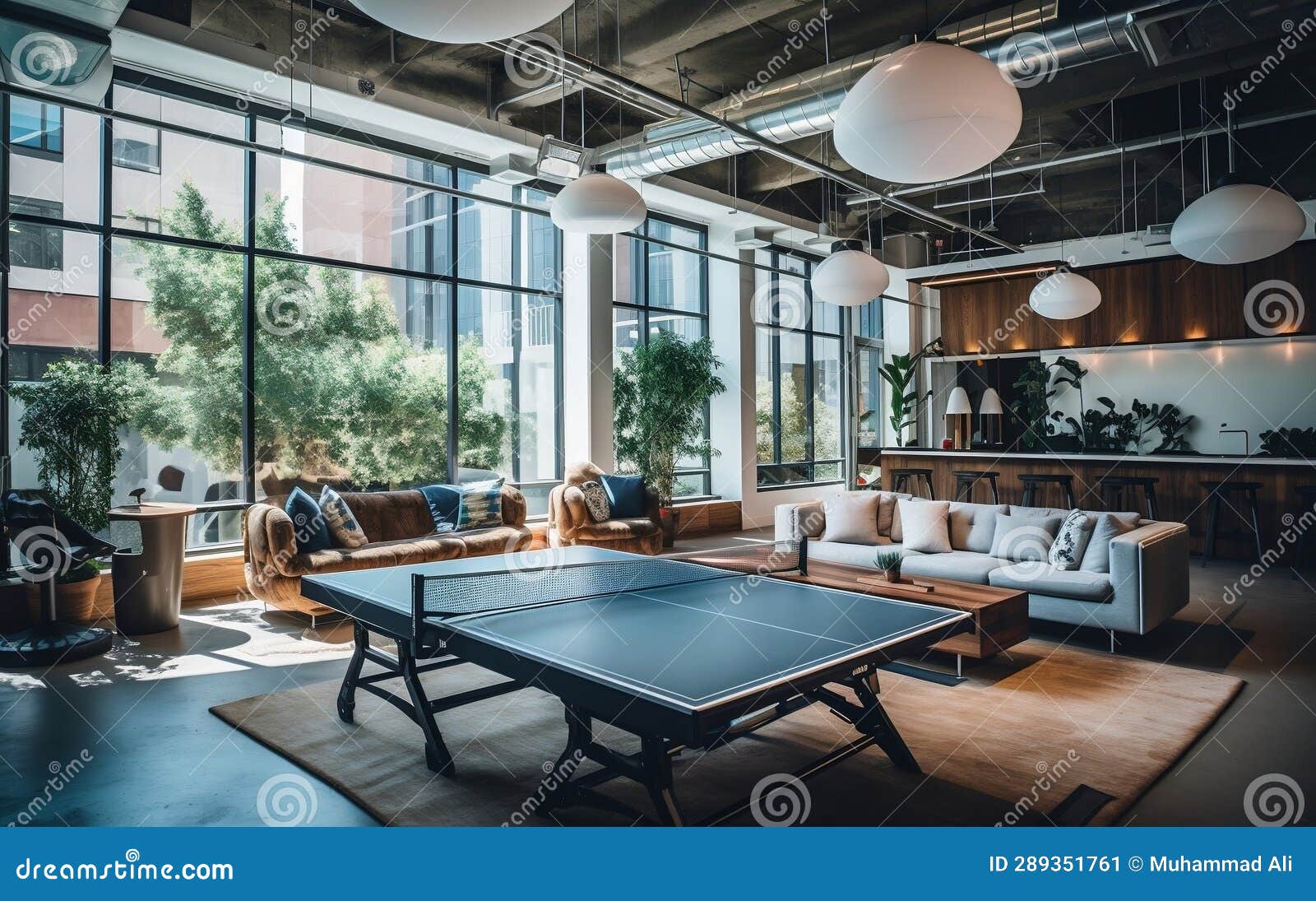 Innovate and Play Ping Pong Table in Tech Startup Office. Generative AI ...