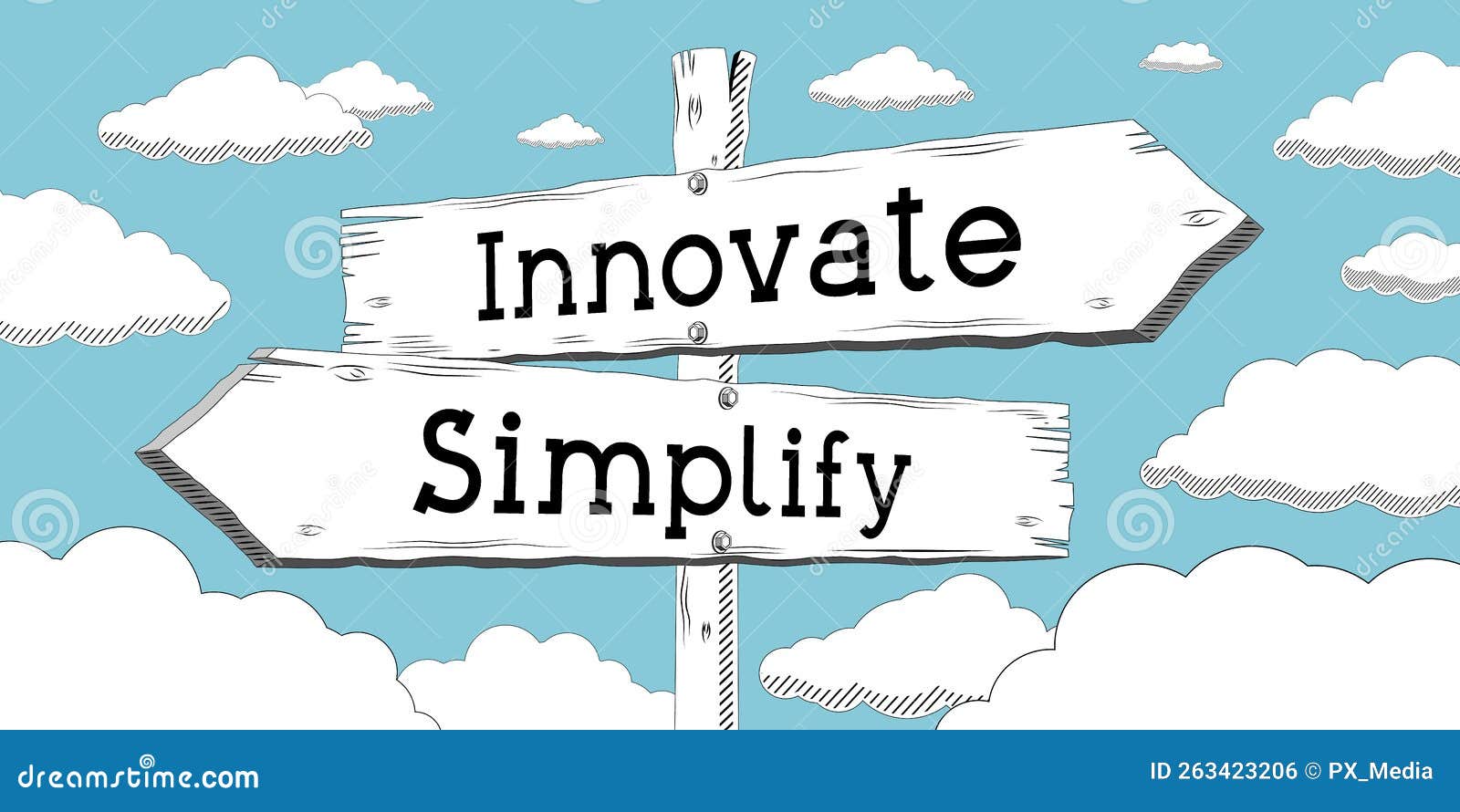 Innovate, Simplify - Outline Signpost with Two Arrows Stock ... Innovate, Simplify - Outline Signpost with Two Arrows Stock ...
