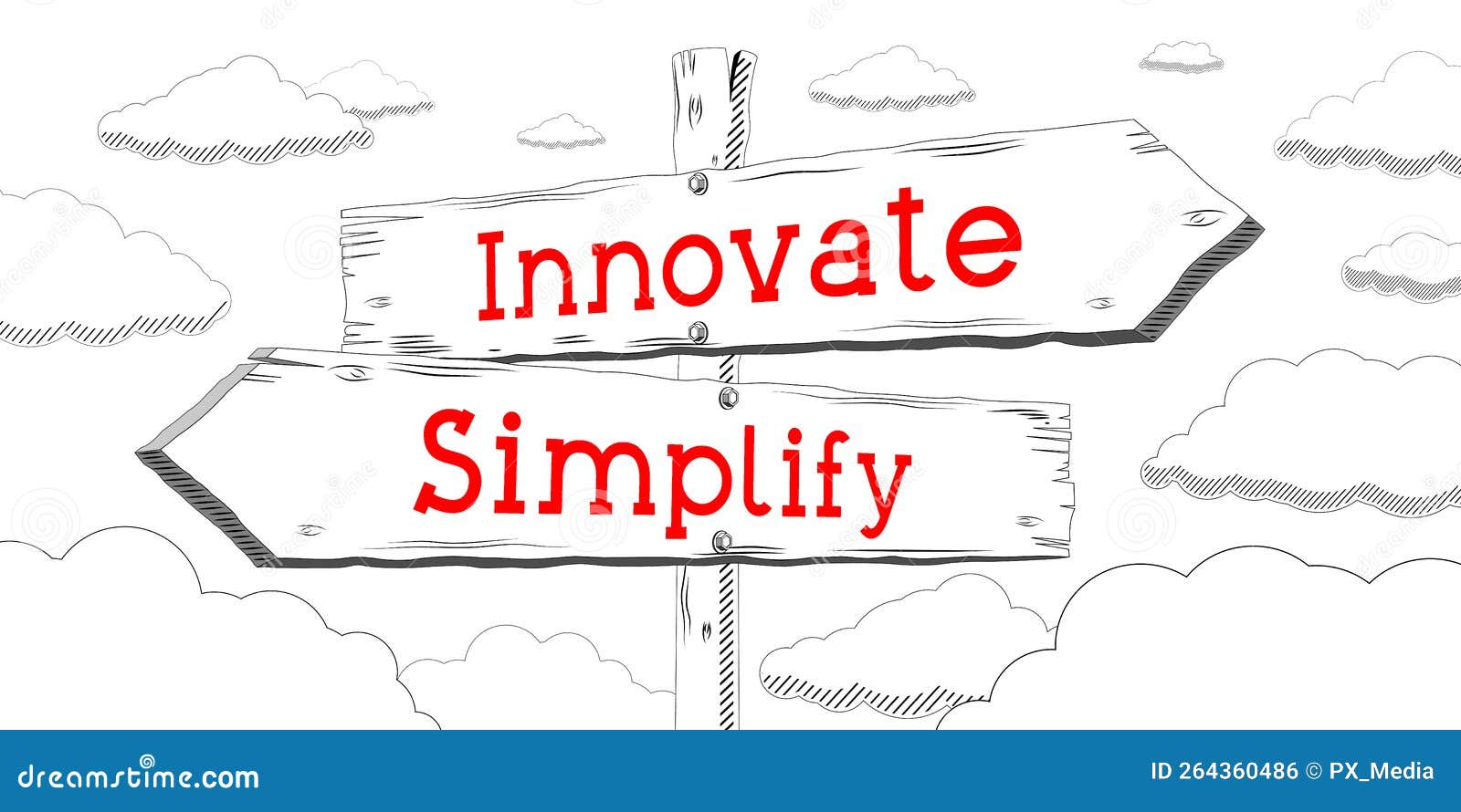 Innovate, Simplify - Outline Signpost with Two Arrows Stock ... Innovate, Simplify - Outline Signpost with Two Arrows Stock ...